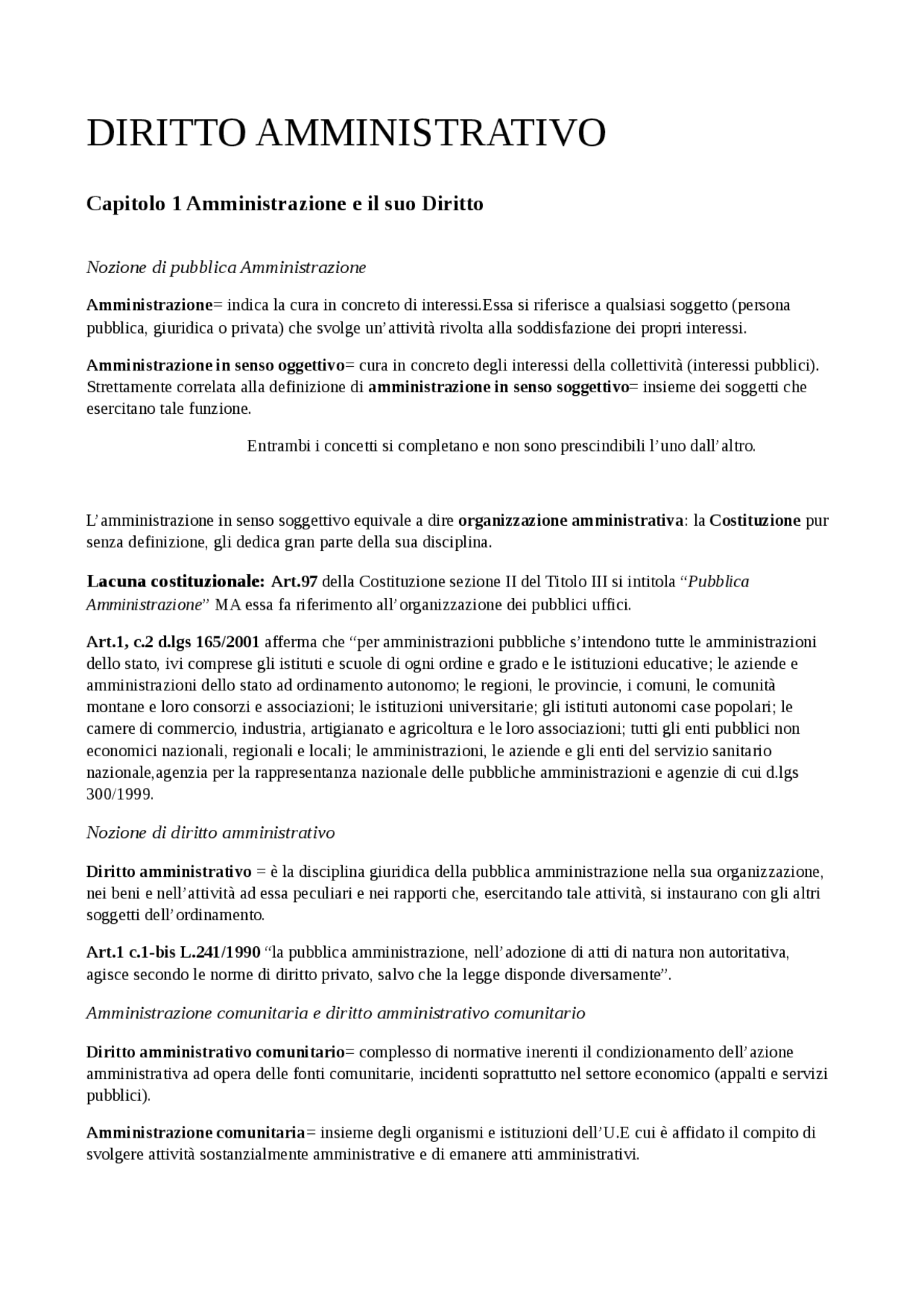 Compendio Diritto Amministrativo Casetta Docsity