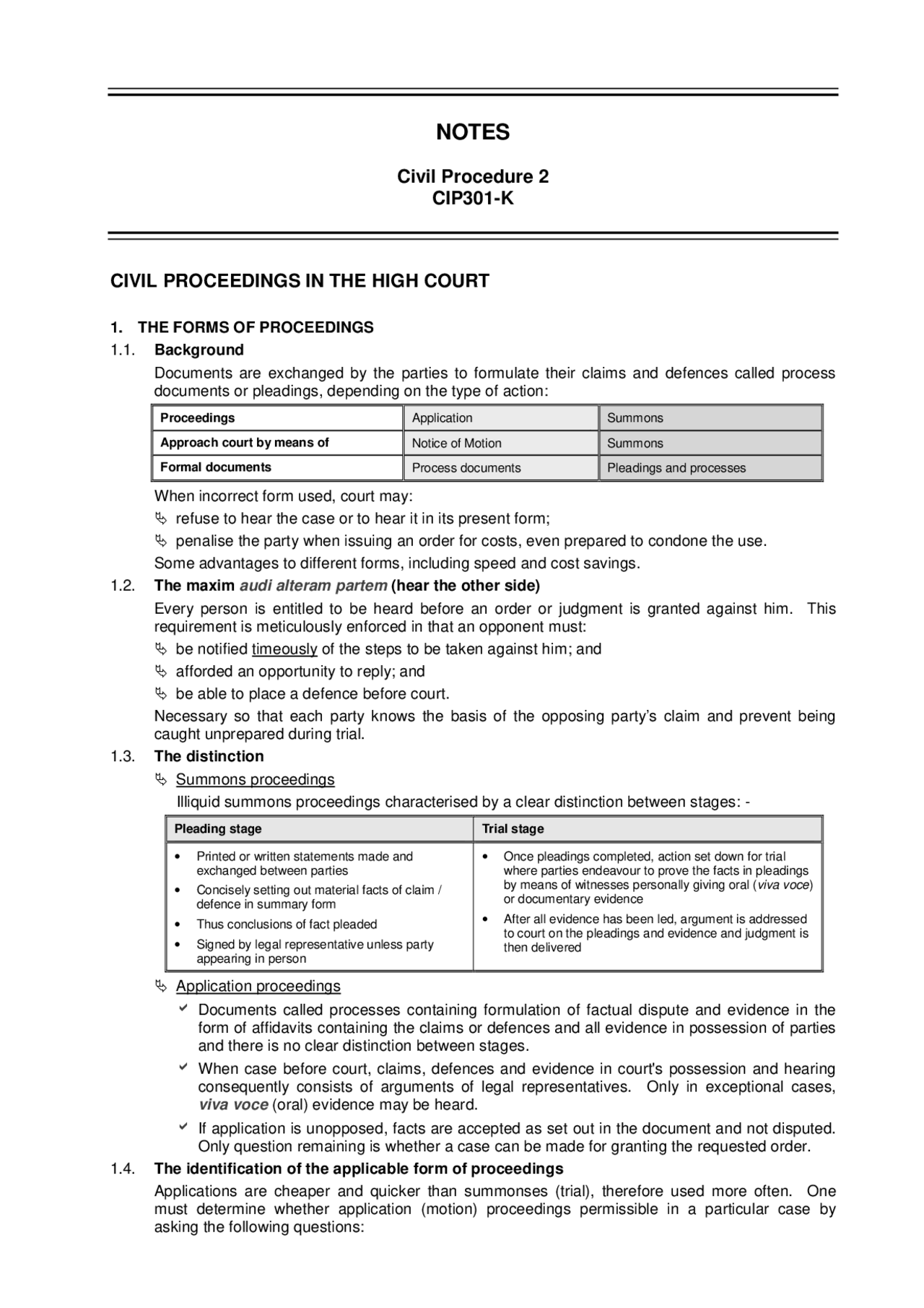 Civil Procedure Helpful Online Notes Docsity