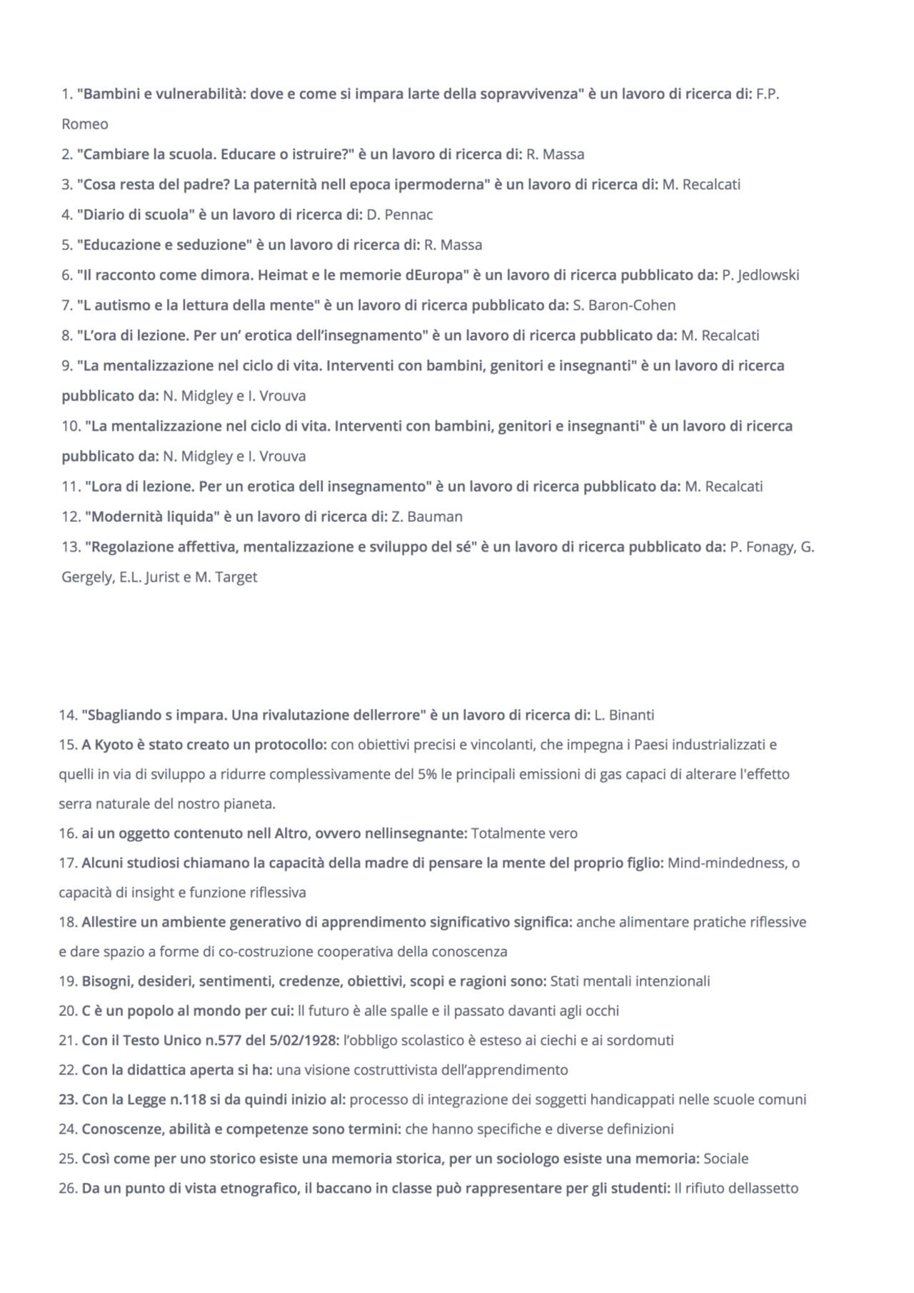 Test Didattica Inclusione Docsity