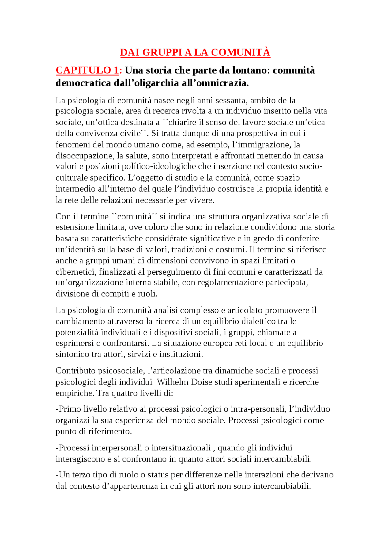 Dai Gruppi Alla Comunità Docsity