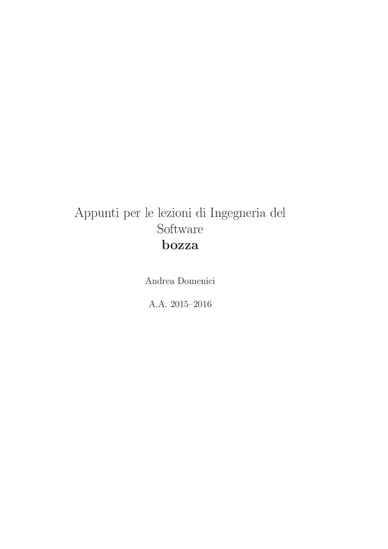 Appunti Per Le Lezioni Di Ingegneria Del Software Docsity