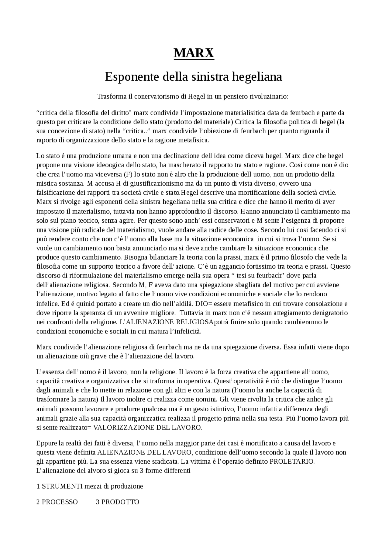 Appunti Su Marx Positivismo Comte E Nice Docsity
