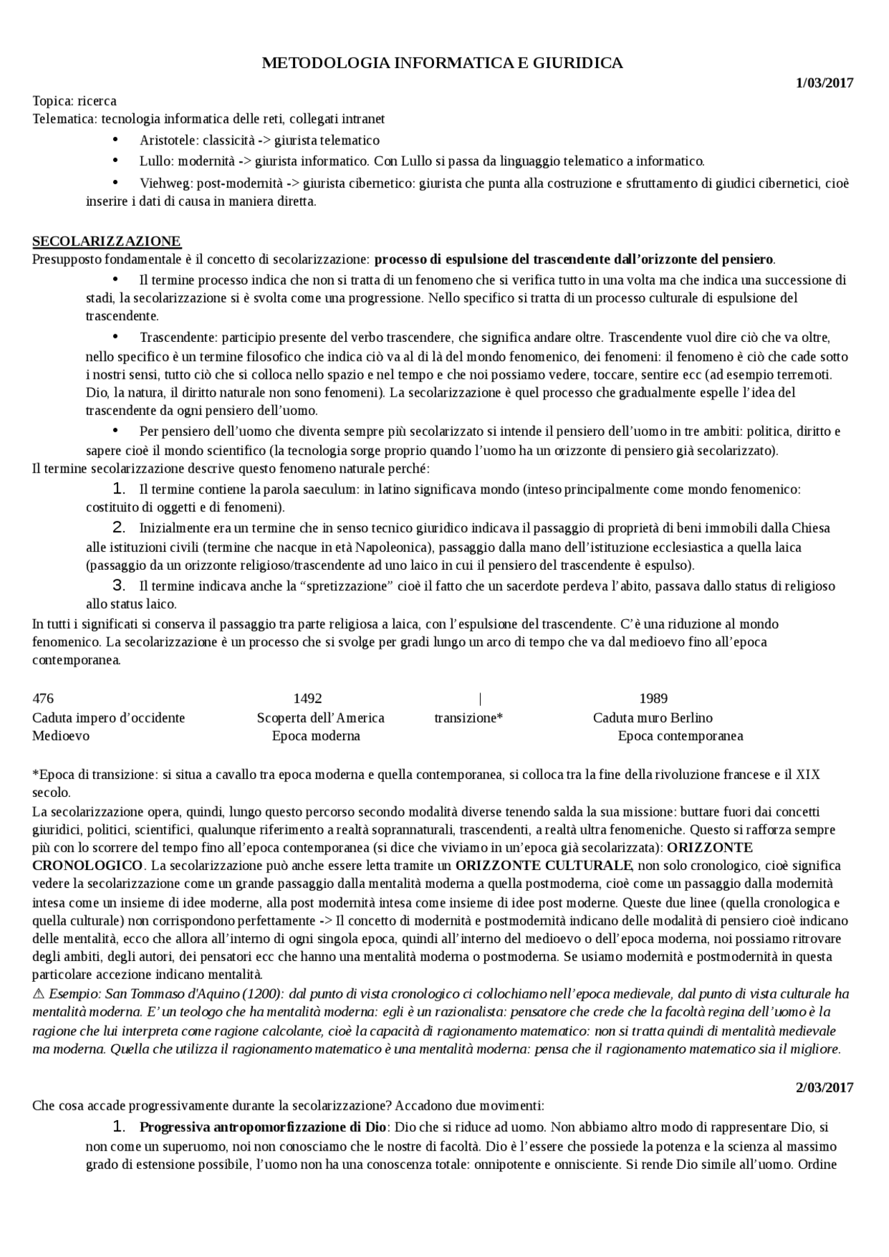 Appunti Di Metodologia E Informatica Giuridica Docsity