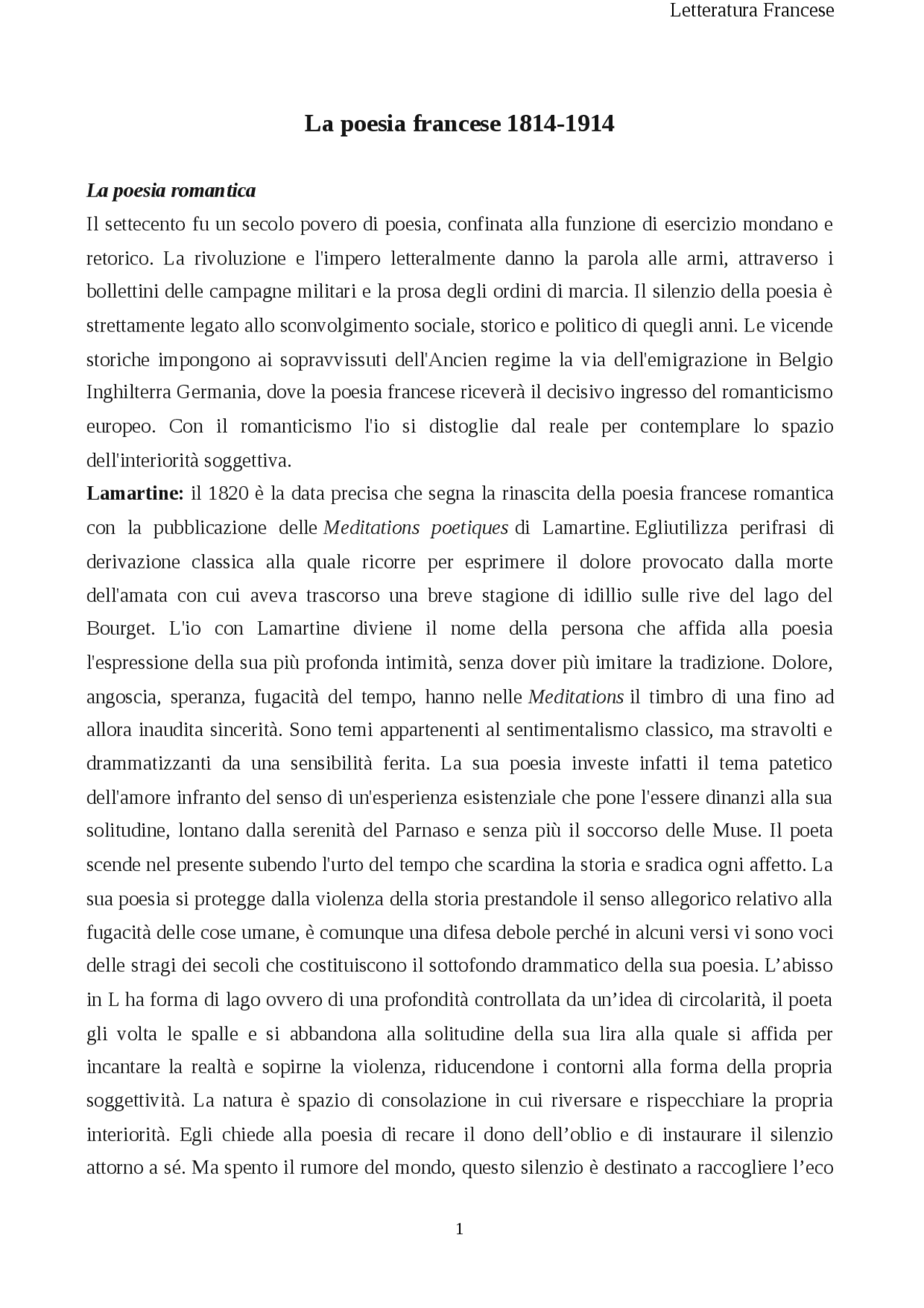 La Poesia Francese 1814 1914 A Cura Di Luca Pietromarchi Docsity