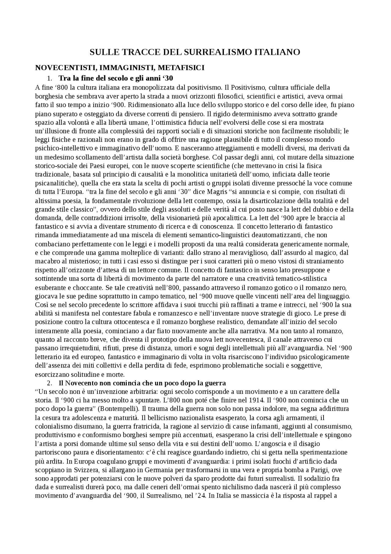 Sulle Tracce Del Surrealismo Viani Savinio Ortese Zavattini Docsity