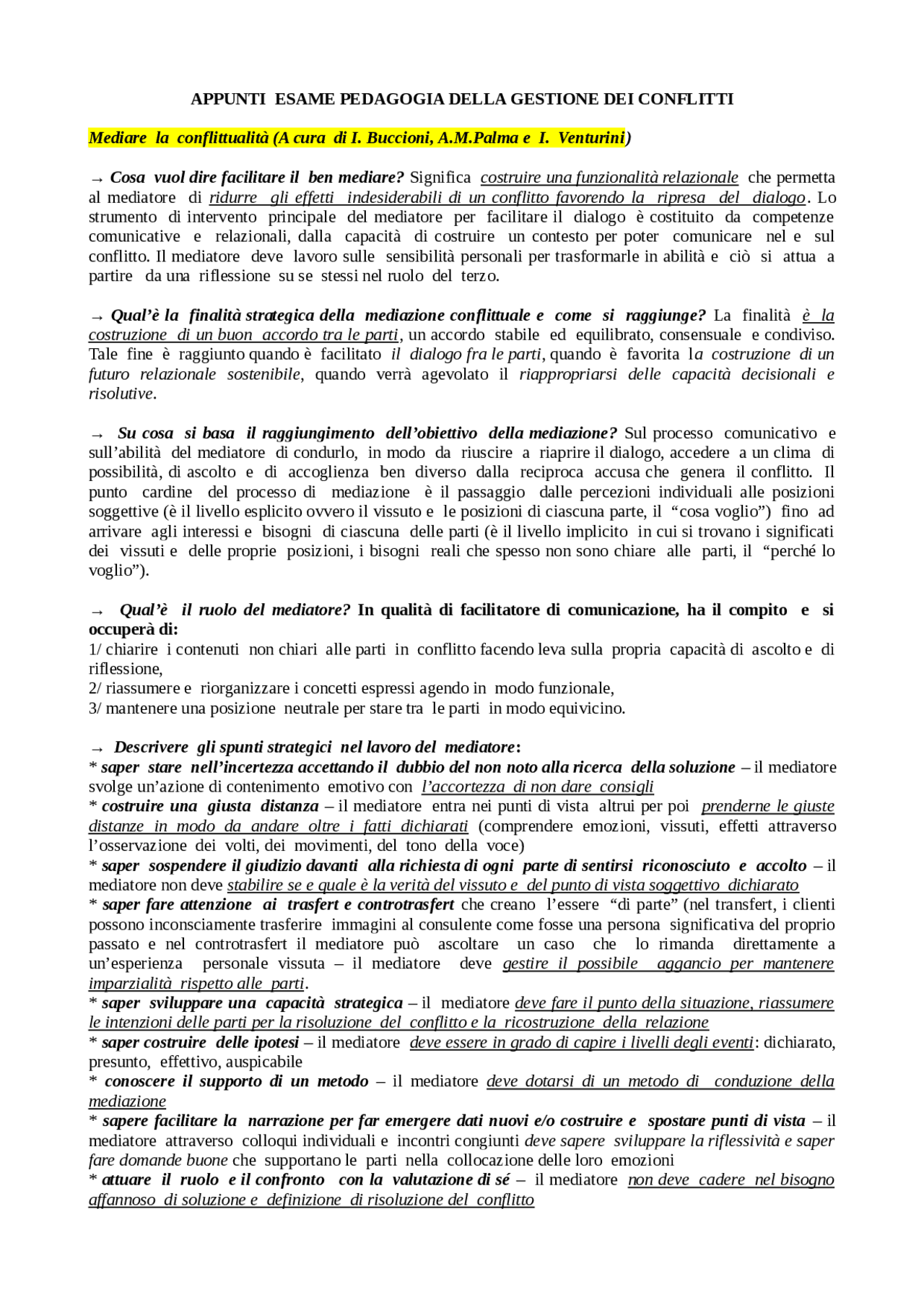 Mediare La Conflittualità Docsity