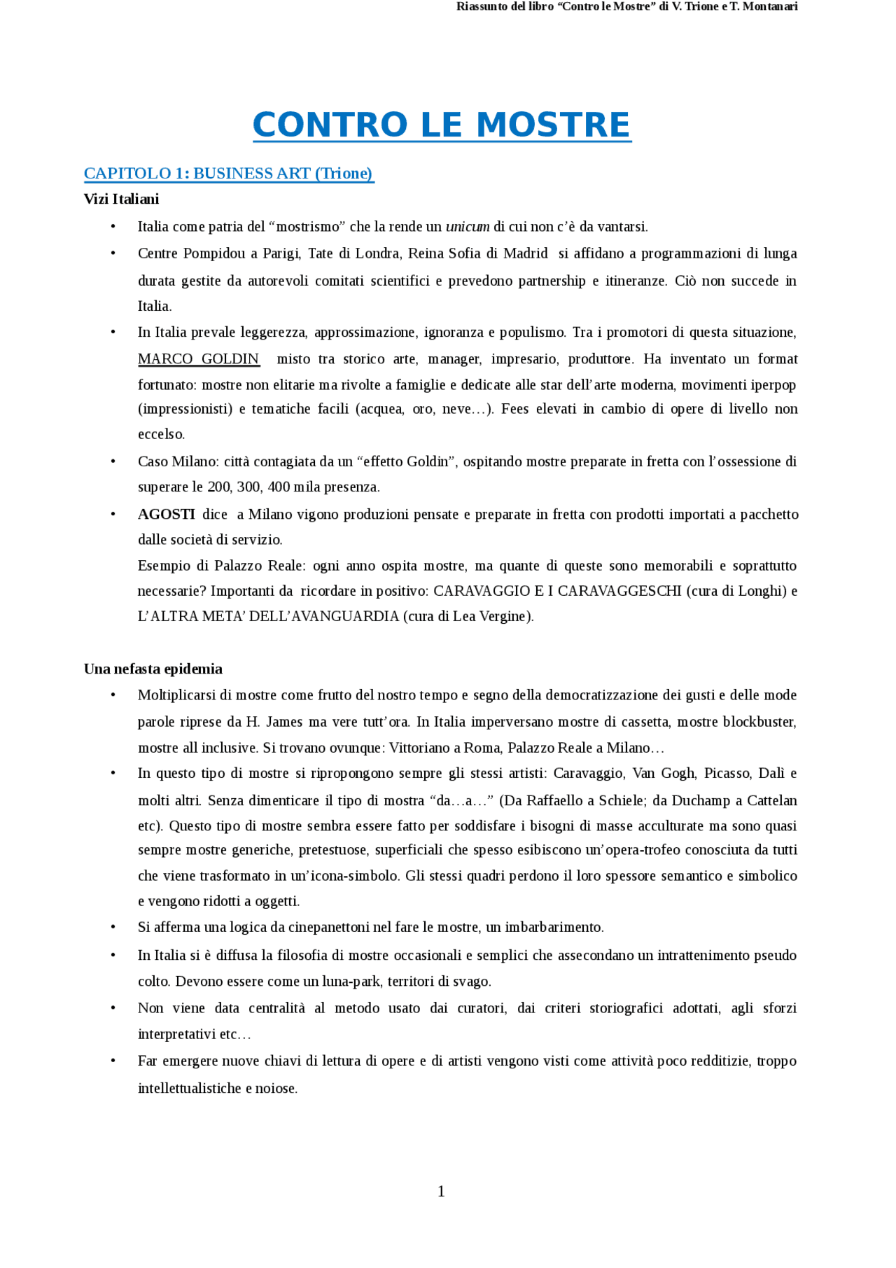 Contro Le Mostre Di Trione Montanari Docsity