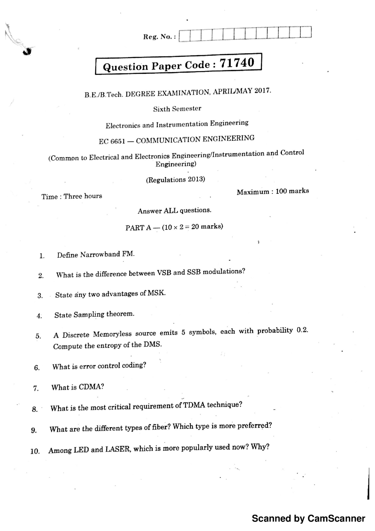 Ec6651 Communication Engineering Docsity