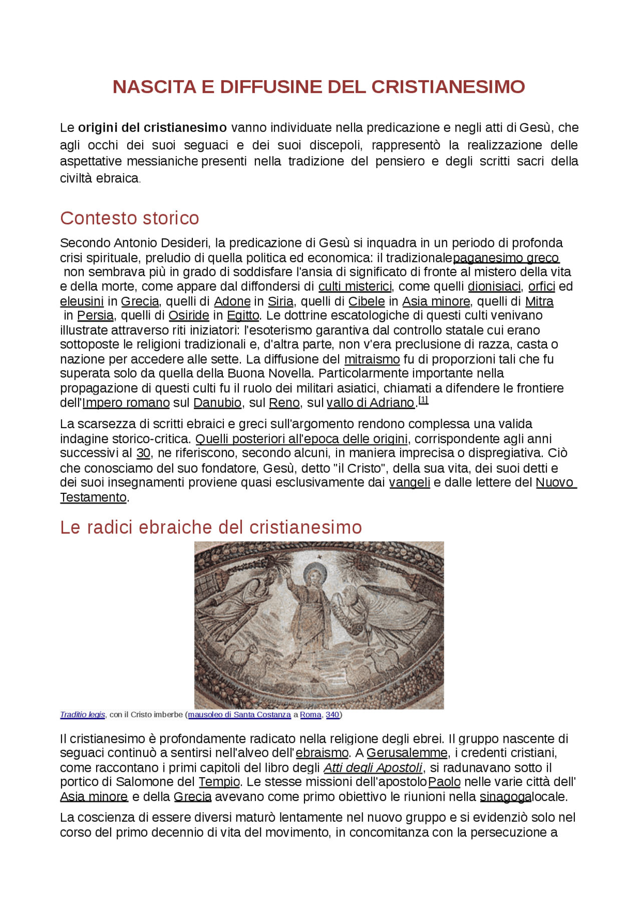 Nascita E Diffusione Del Cristianesimo Docsity