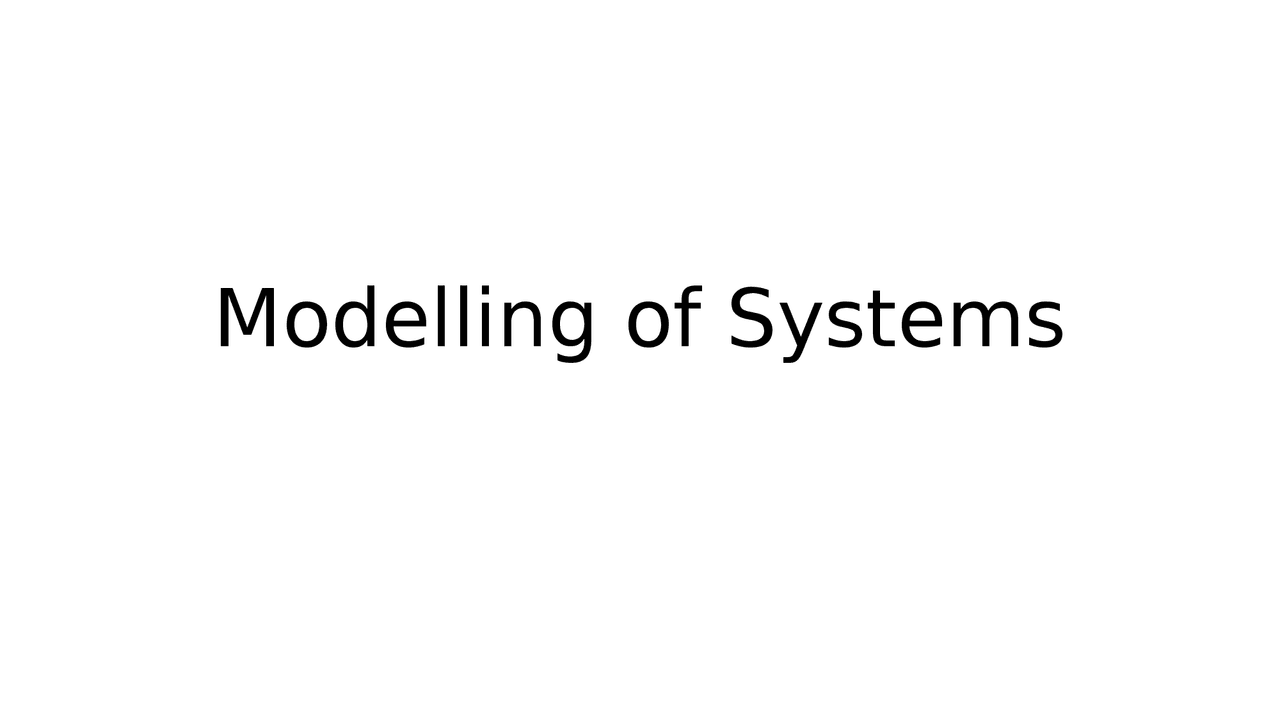 Modelling Of Systems Exercises Systems Design Docsity