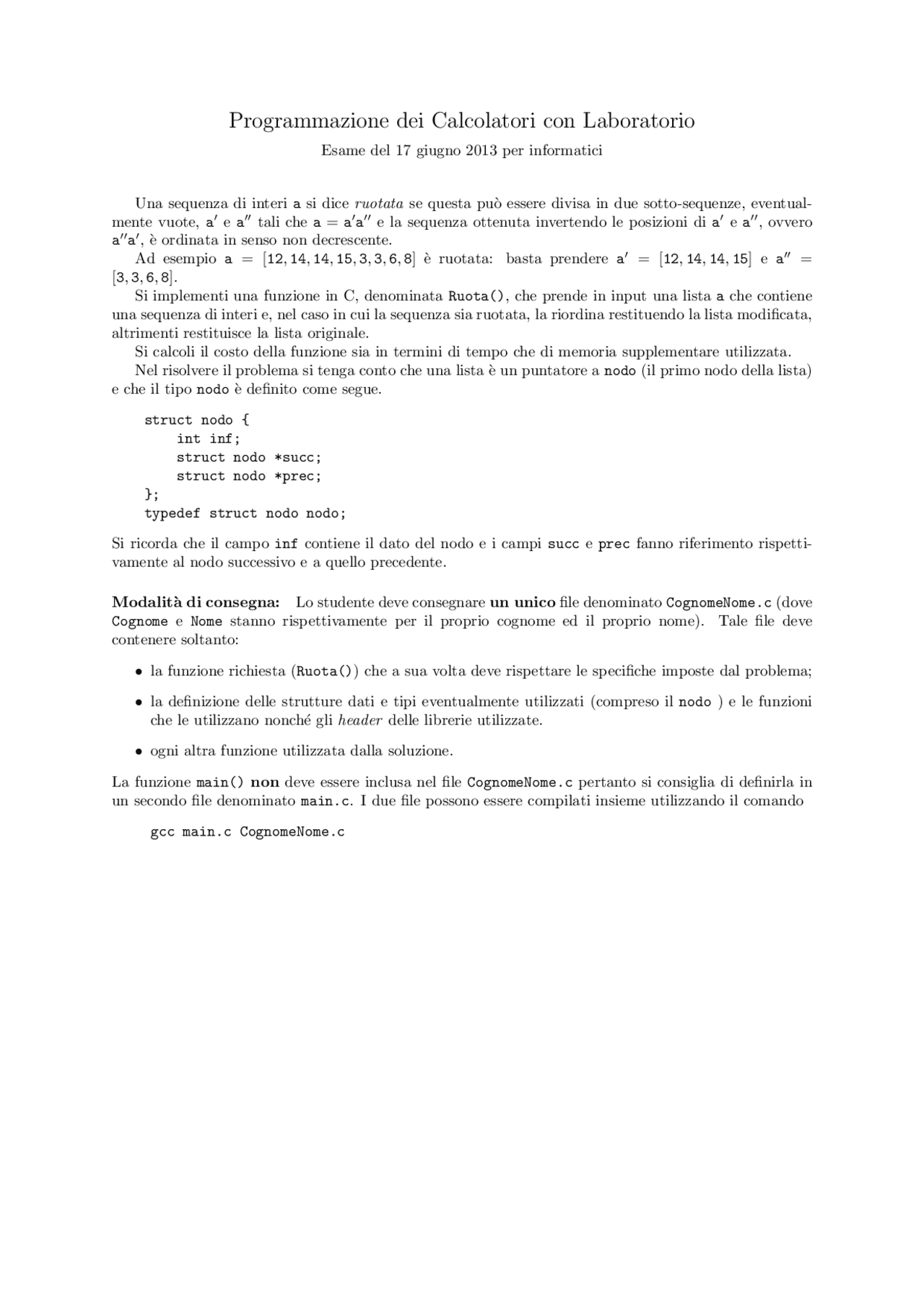 Programmazione C Ed Esercizi Docsity
