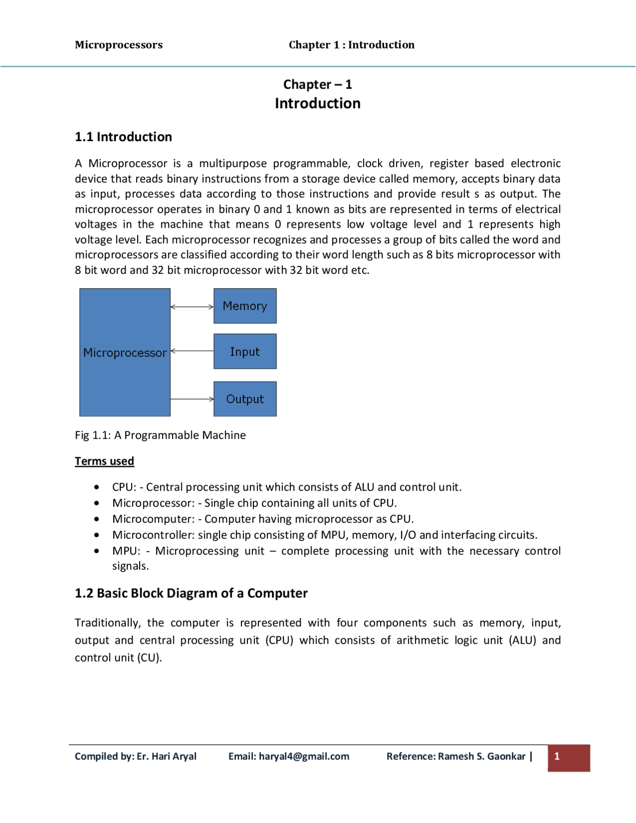 Microprocesor Chapter 1 Introduction | Summaries Microprocessors | Docsity
