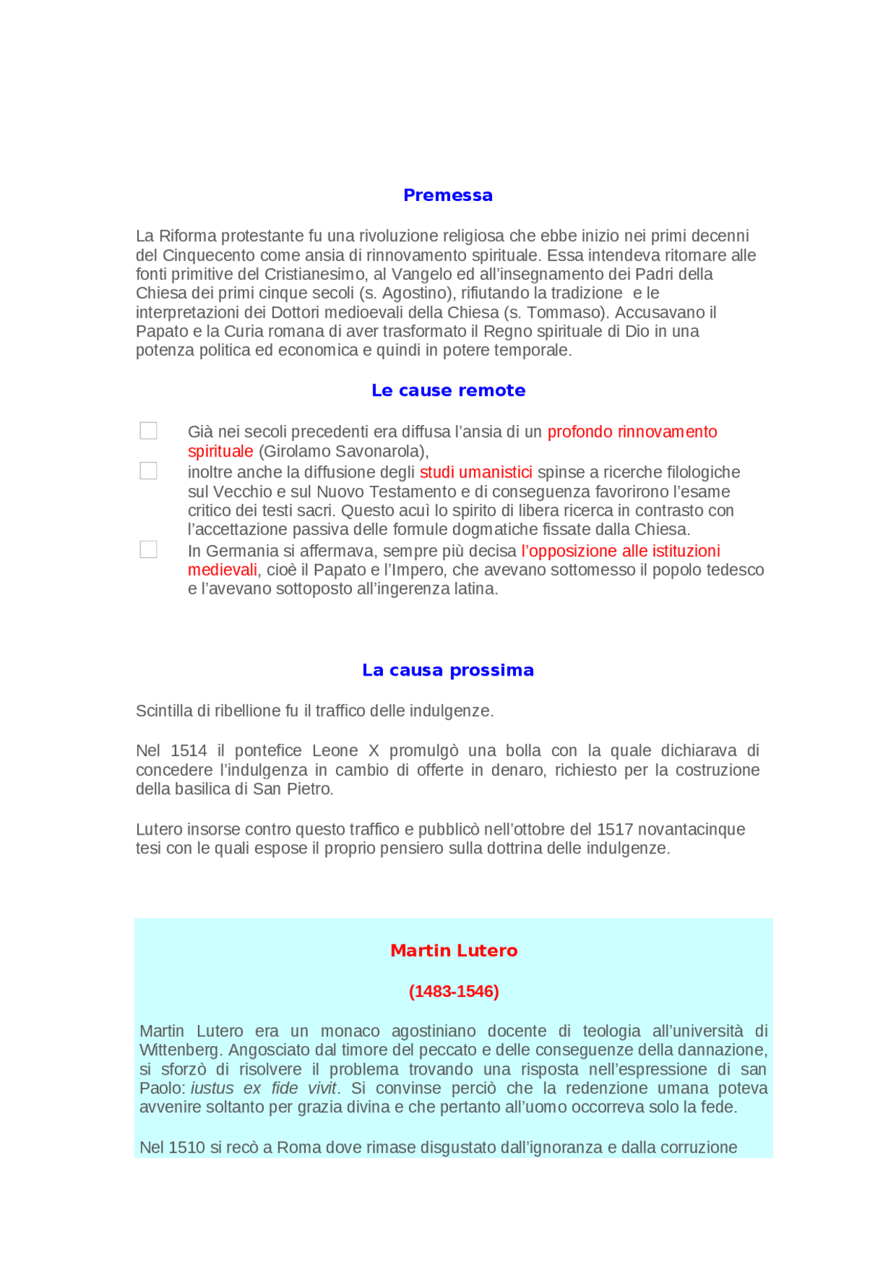 Riforma E Controriforma Docsity