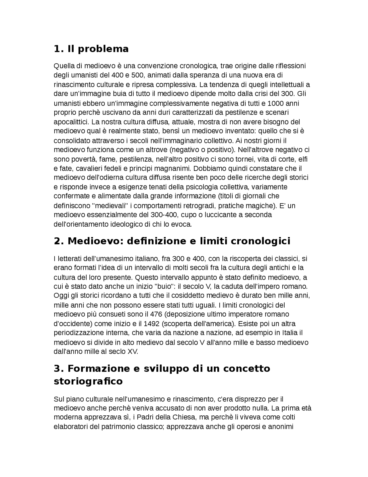 Riassunto Lidea Di Medioevo Di Gsergi Docsity