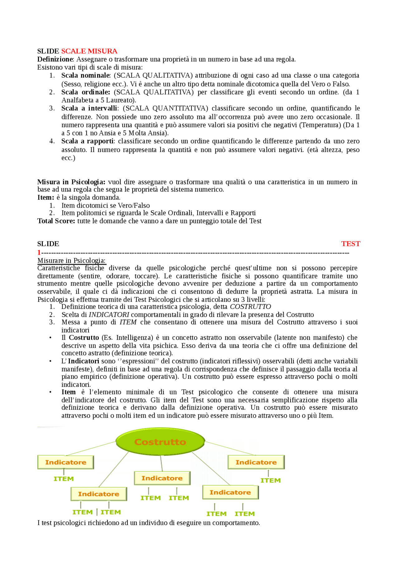 Riassunto Slide Teoria E Tecniche Dei Test Docsity