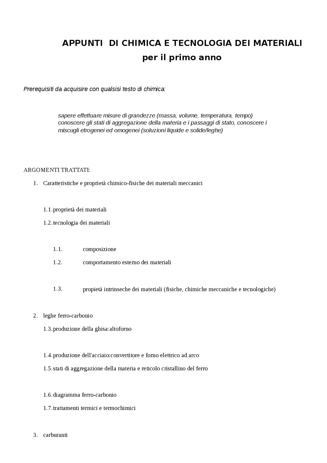 Chimica Dei Materiali Docsity