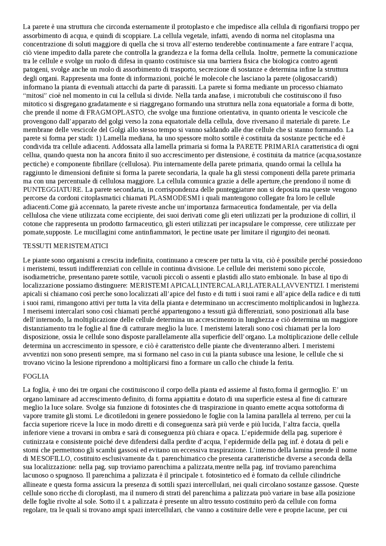 Biologia Vegetale Botanica Docsity