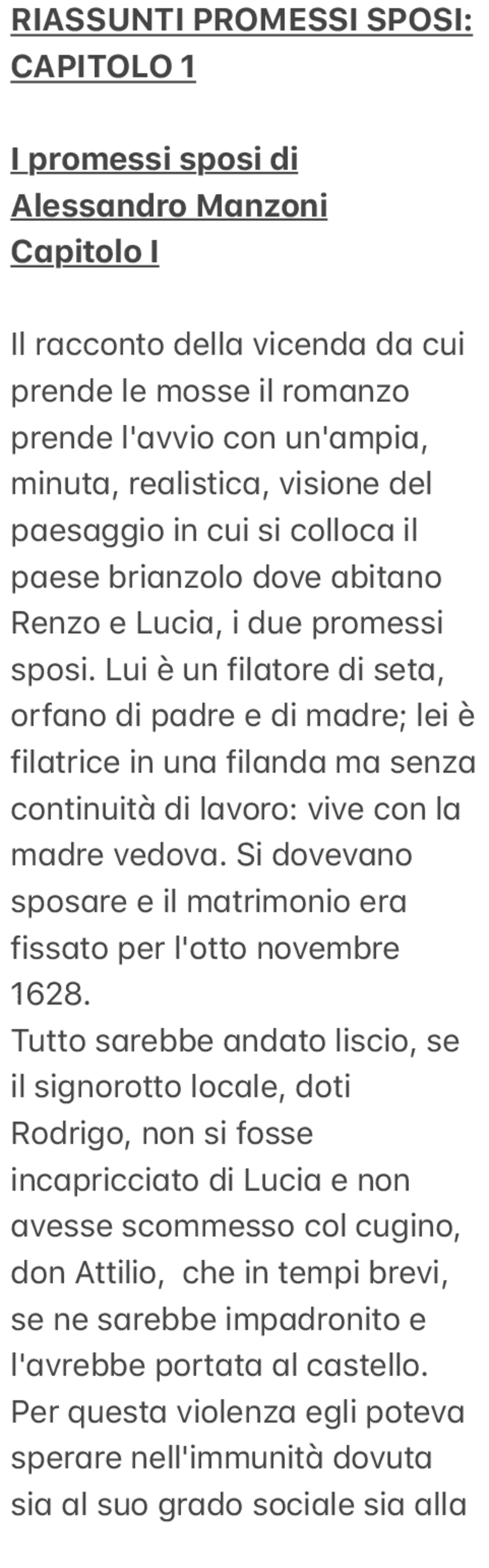 Riassunti Promessi Sposi Docsity