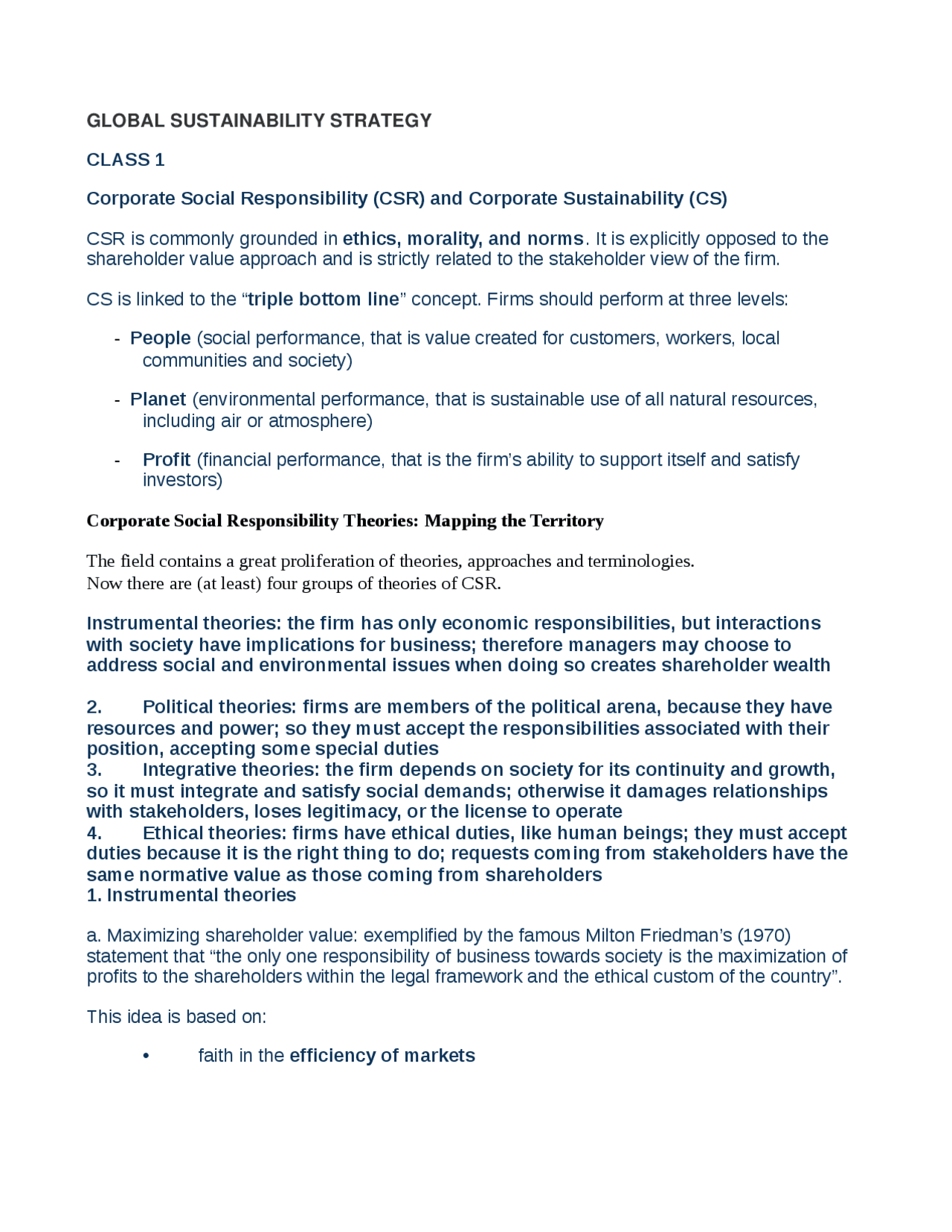 GLOBAL SUSTAINABILITY STRATEGY - Docsity