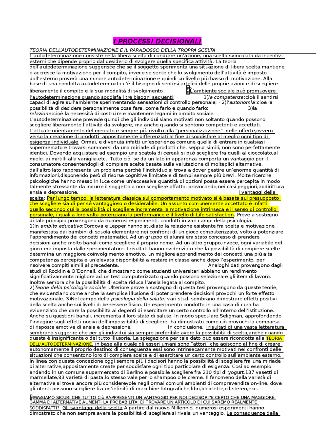 I Processi Decisionali Docsity