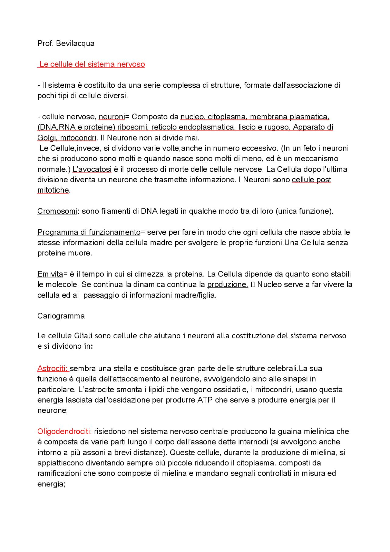 Riassunto Biologia Arturo Bevilacqua Docsity