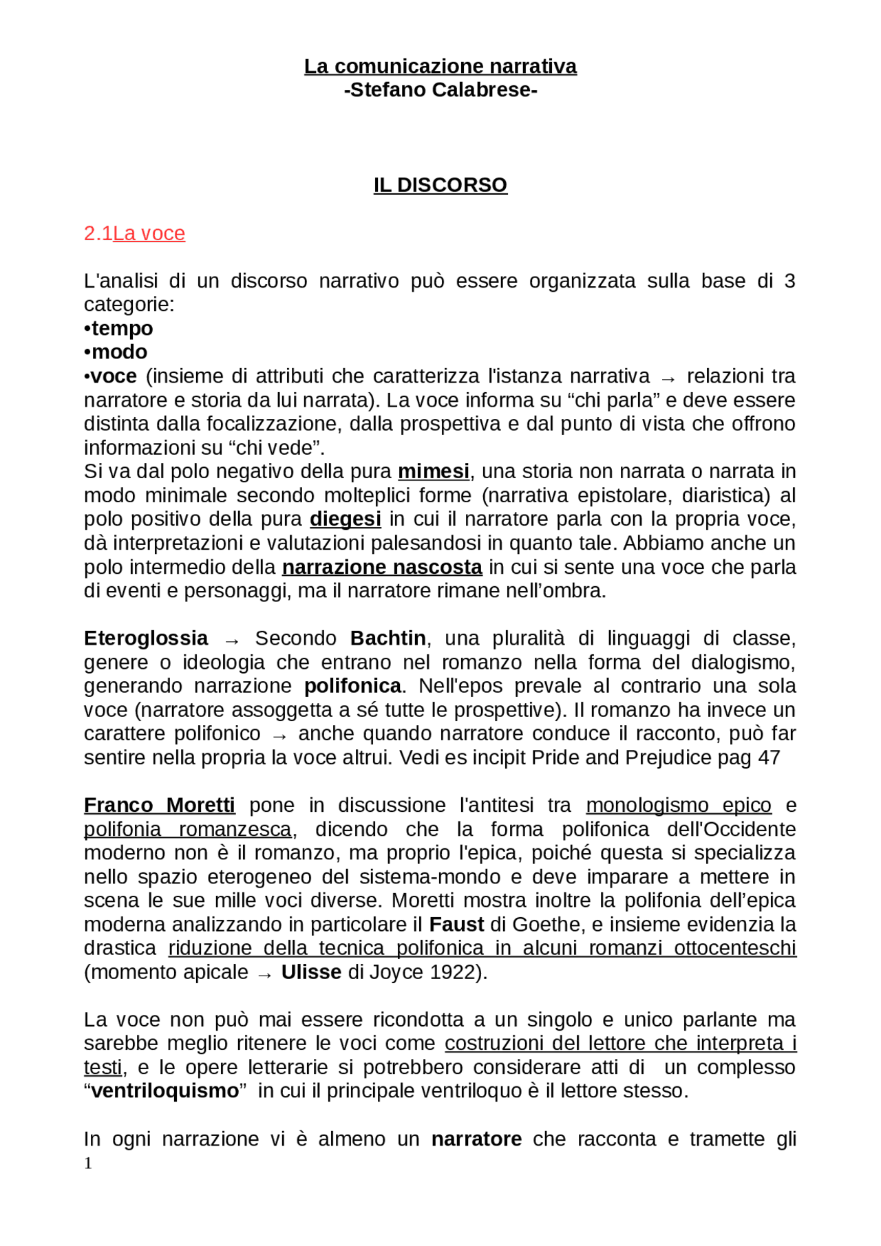 Riassunto La Comunicazione Narrativa Calabrese Docsity