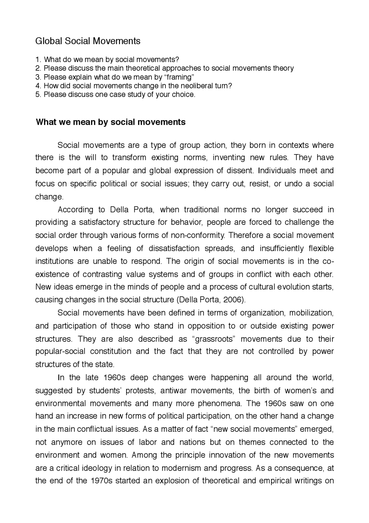 Global Social Movements - Docsity