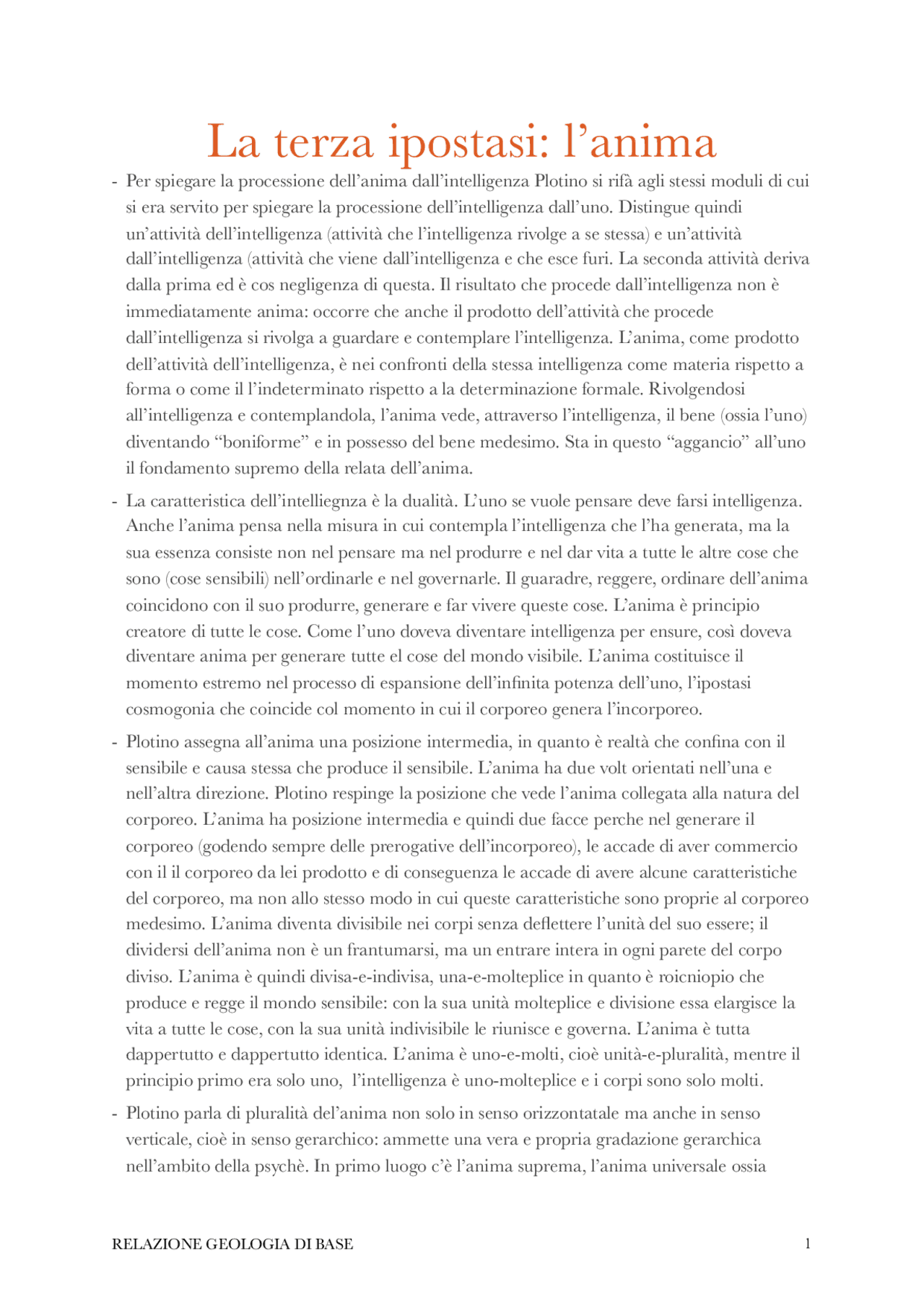 Epicureismo e terza ipostasi Plotino - Docsity