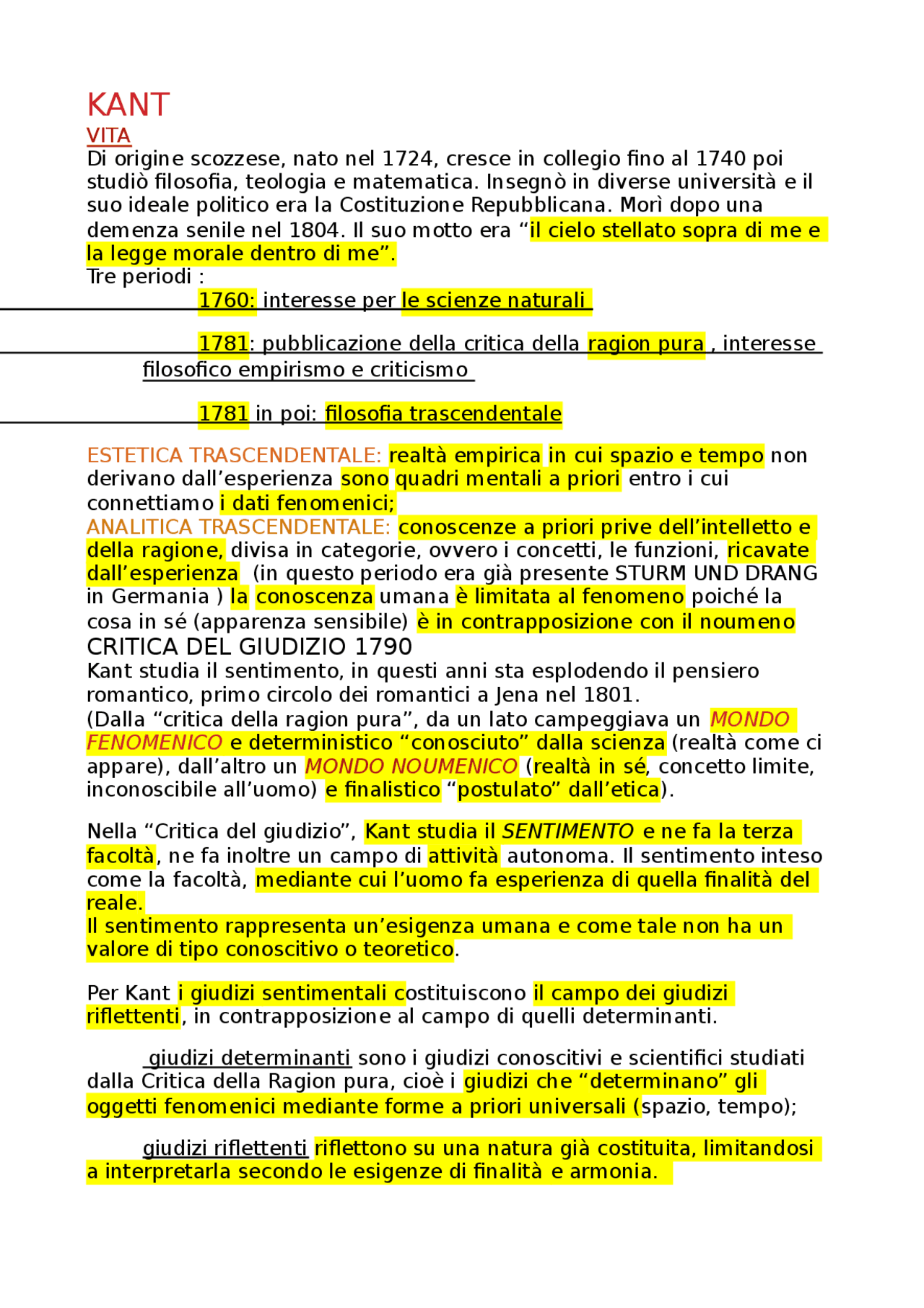 Kant: CRITICA DEL GIUDIZIO 1790, GIUDIZIO DI GUSTO, - Docsity