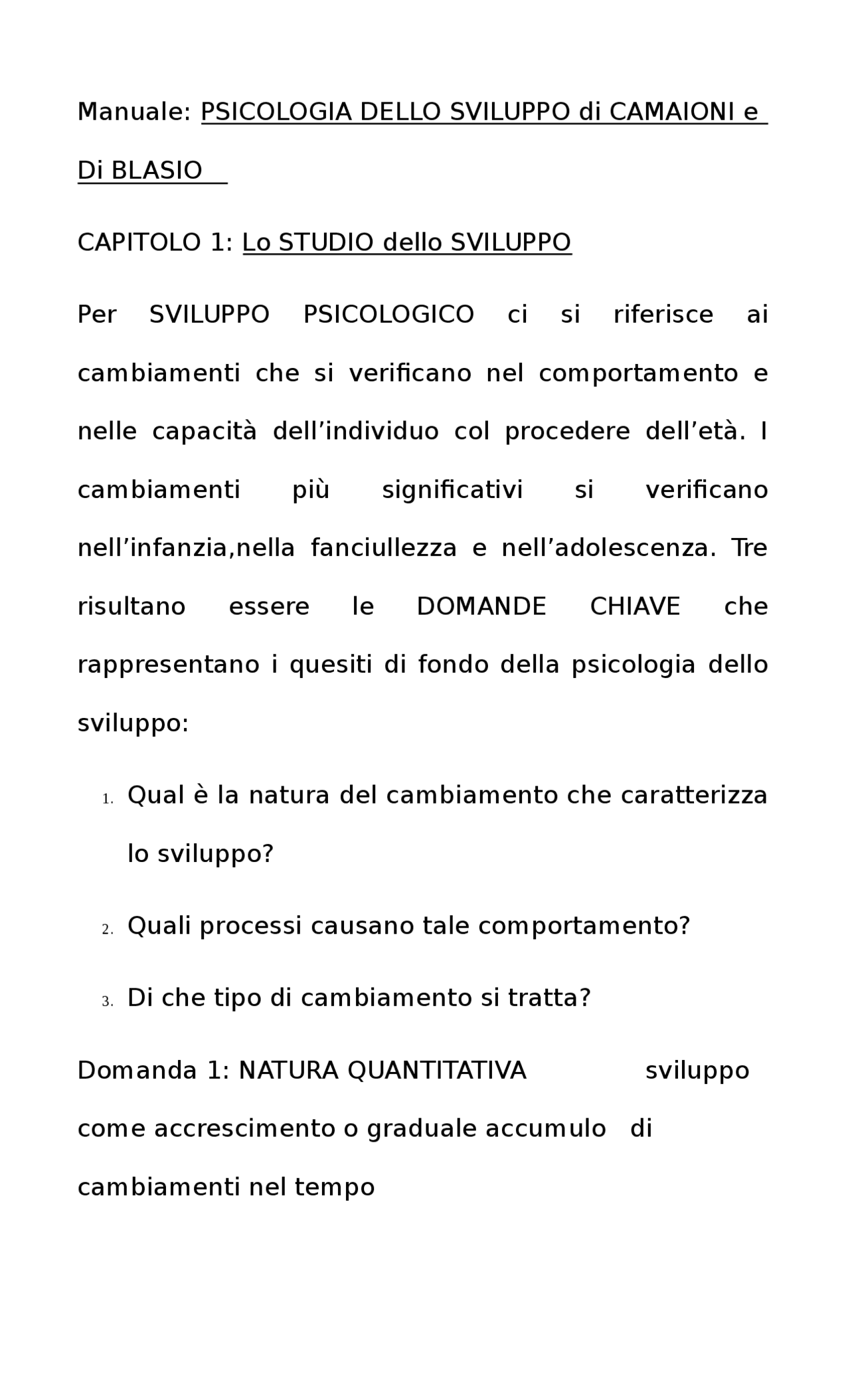 Psicologia Dello Sviluppo Camaioni E Di Blasio Docsity