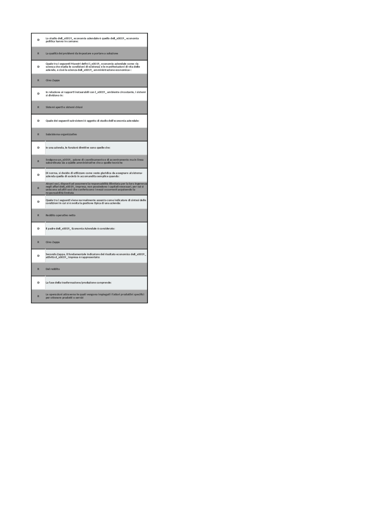 Risposte In Ordine Alfabetico Docsity