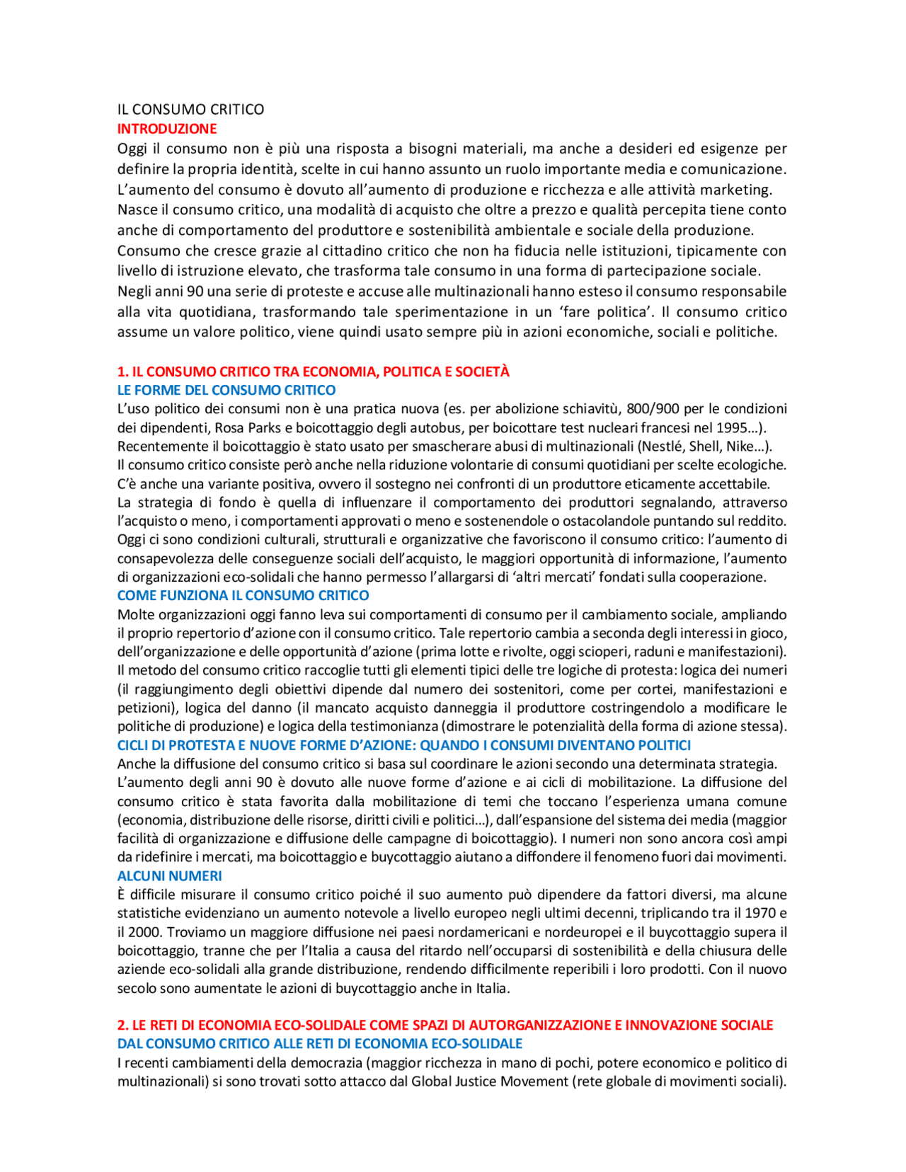 Riassunto Il Consumo Critico Docsity
