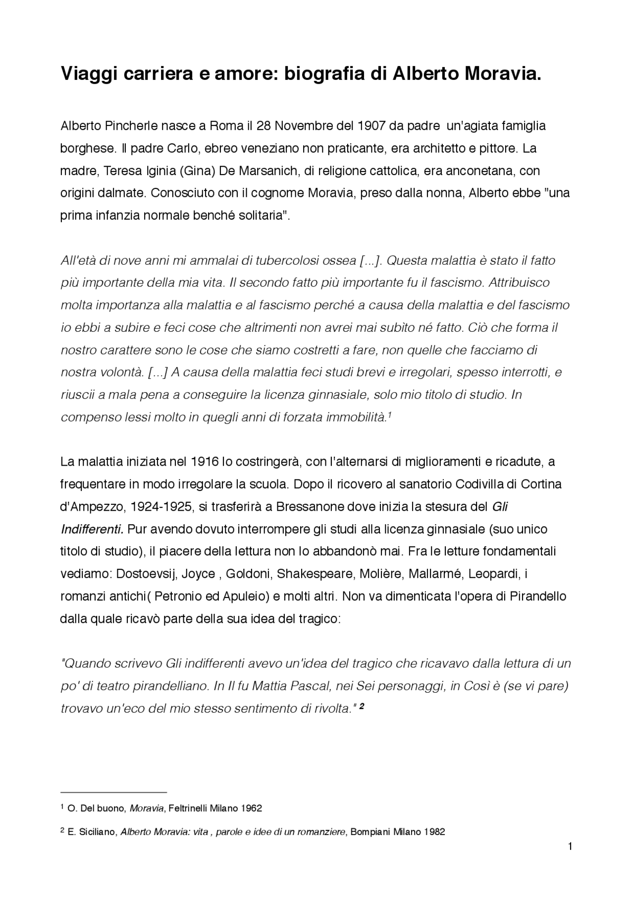 Testi triennale su Moravia | Tesi di laurea di Letteratura Italiana ...