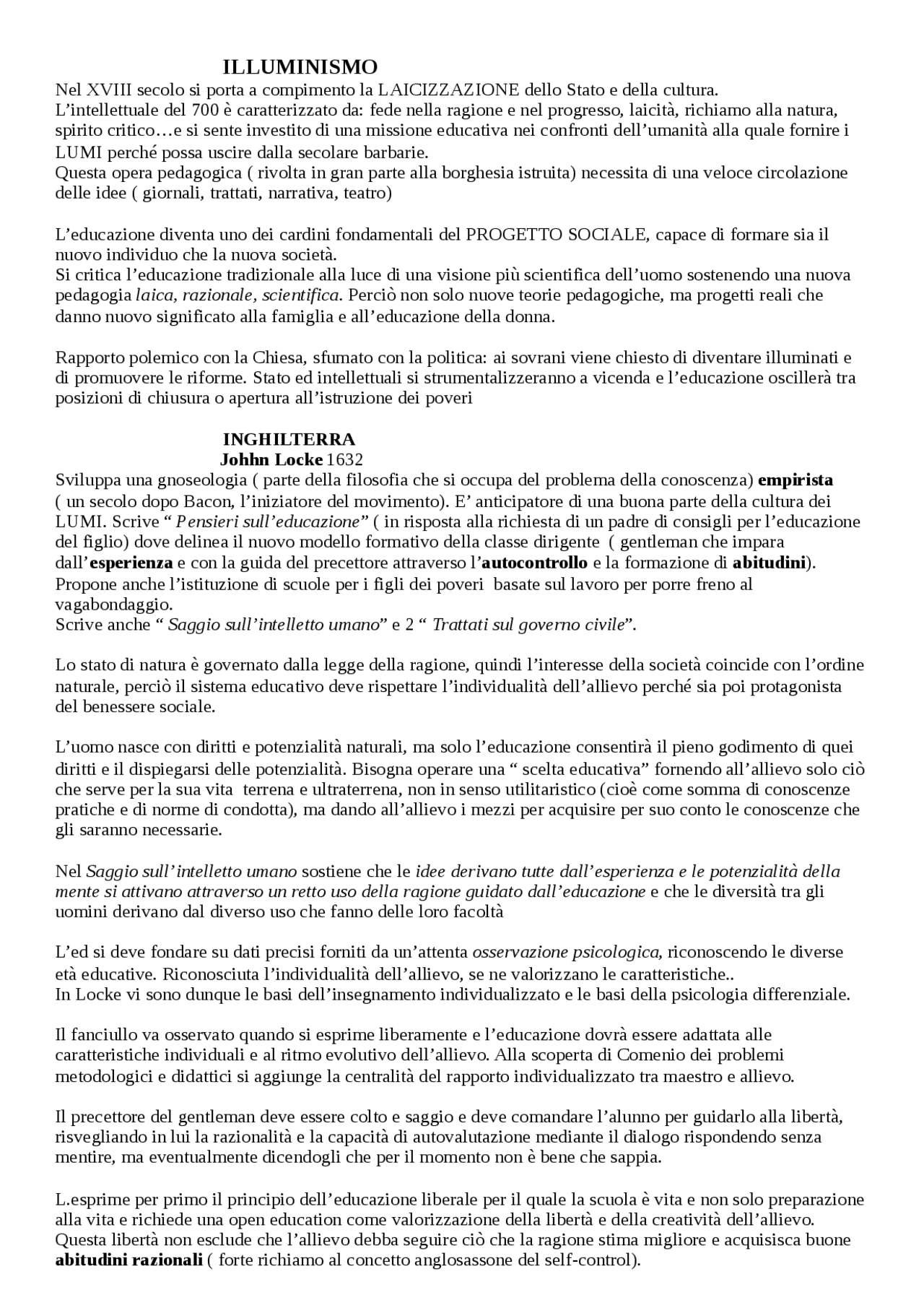 Lilluminismo Riassunto Completo Docsity