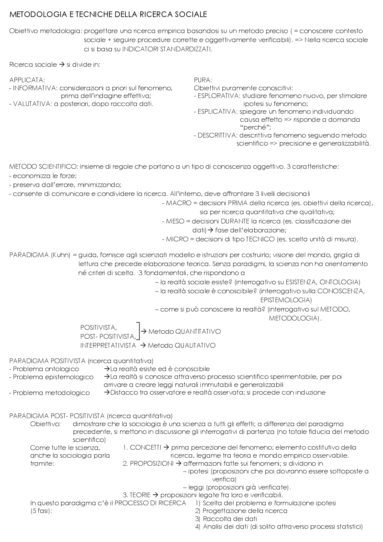 Metodologia E Tecniche Della Ricerca Sociale Docsity
