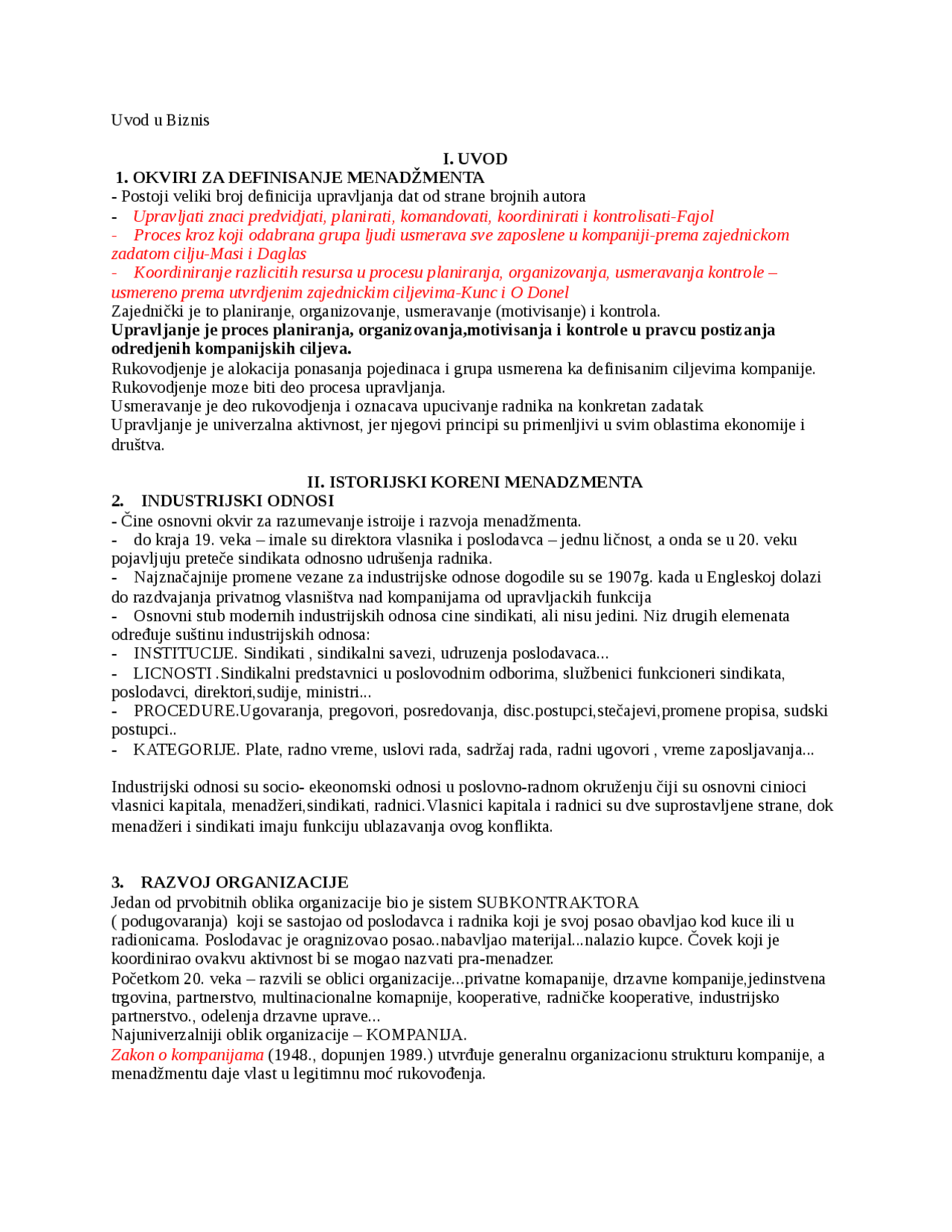 Menadzment-skripta radjena na osnovu knjige Mice Jovanovica "Uvod u biznis" | Rezime' predlog ...
