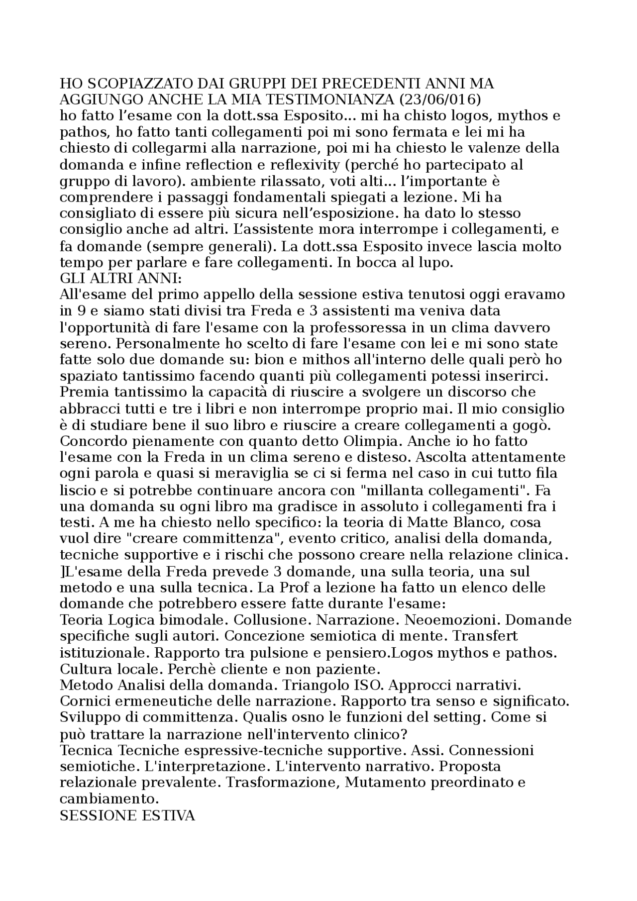 Info Per Esame Metodologia Docsity