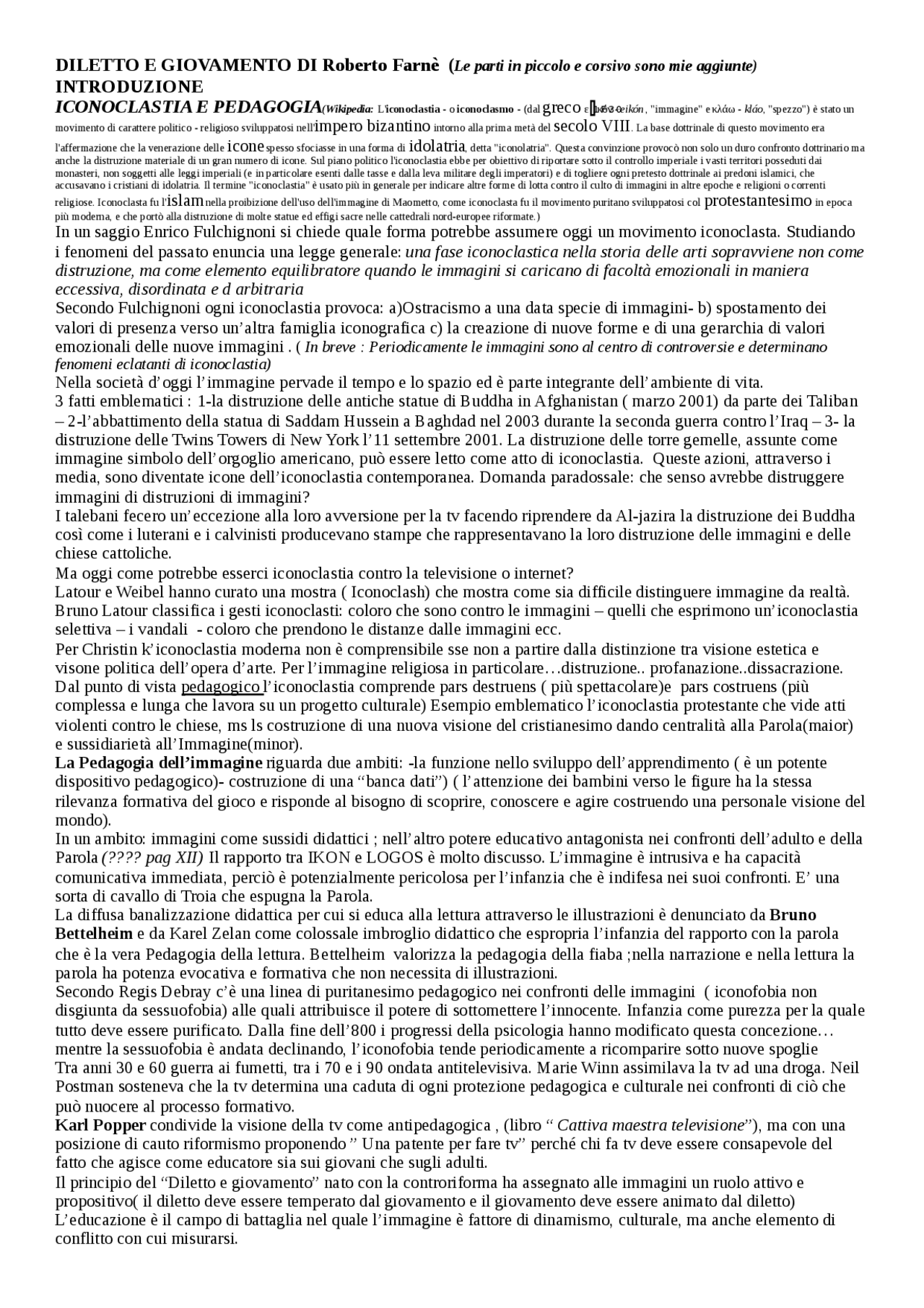 Diletto E Giovamento Roberto Farnè Docsity