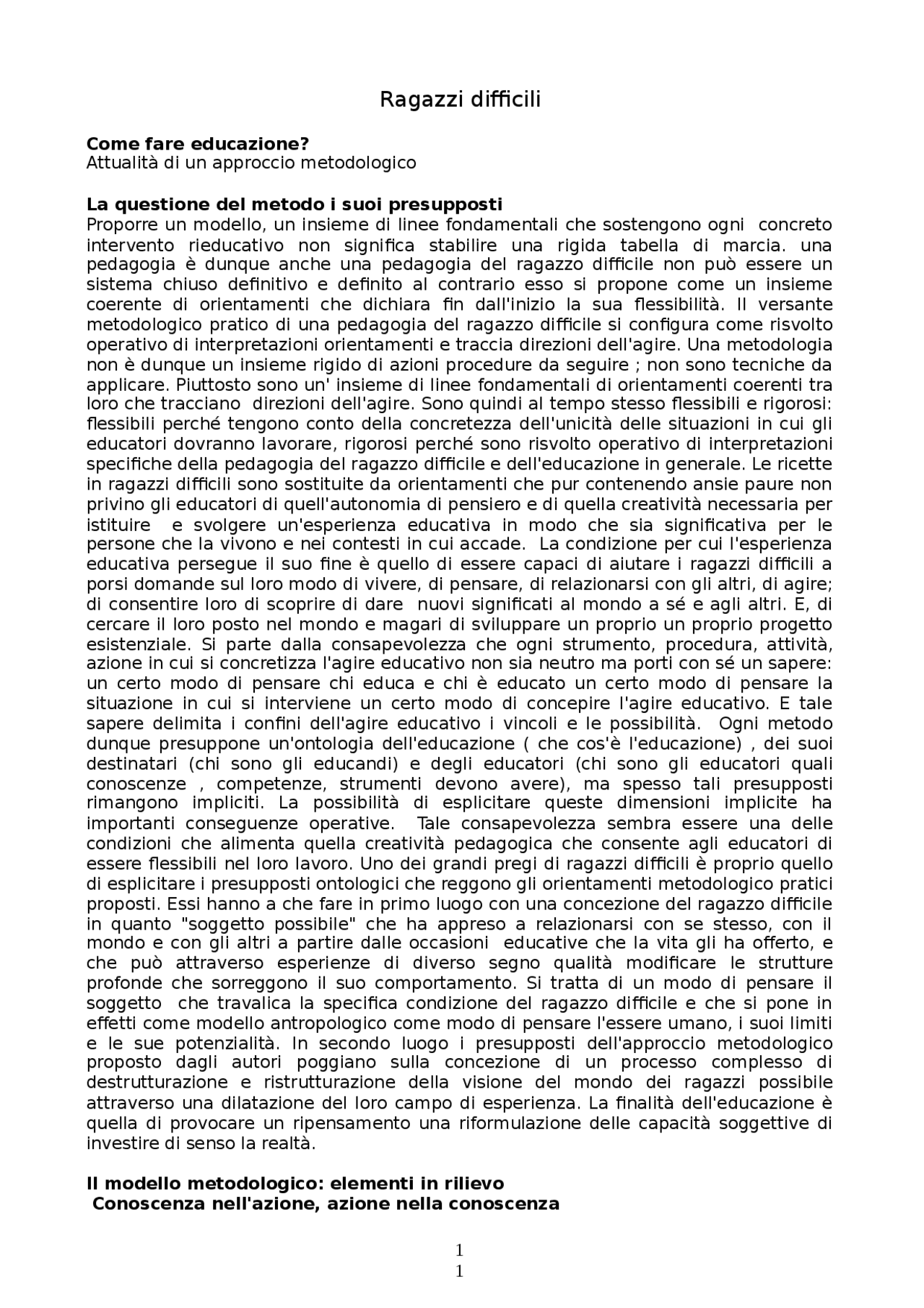 Ragazzi Difficili Bertolini E Caronia Docsity