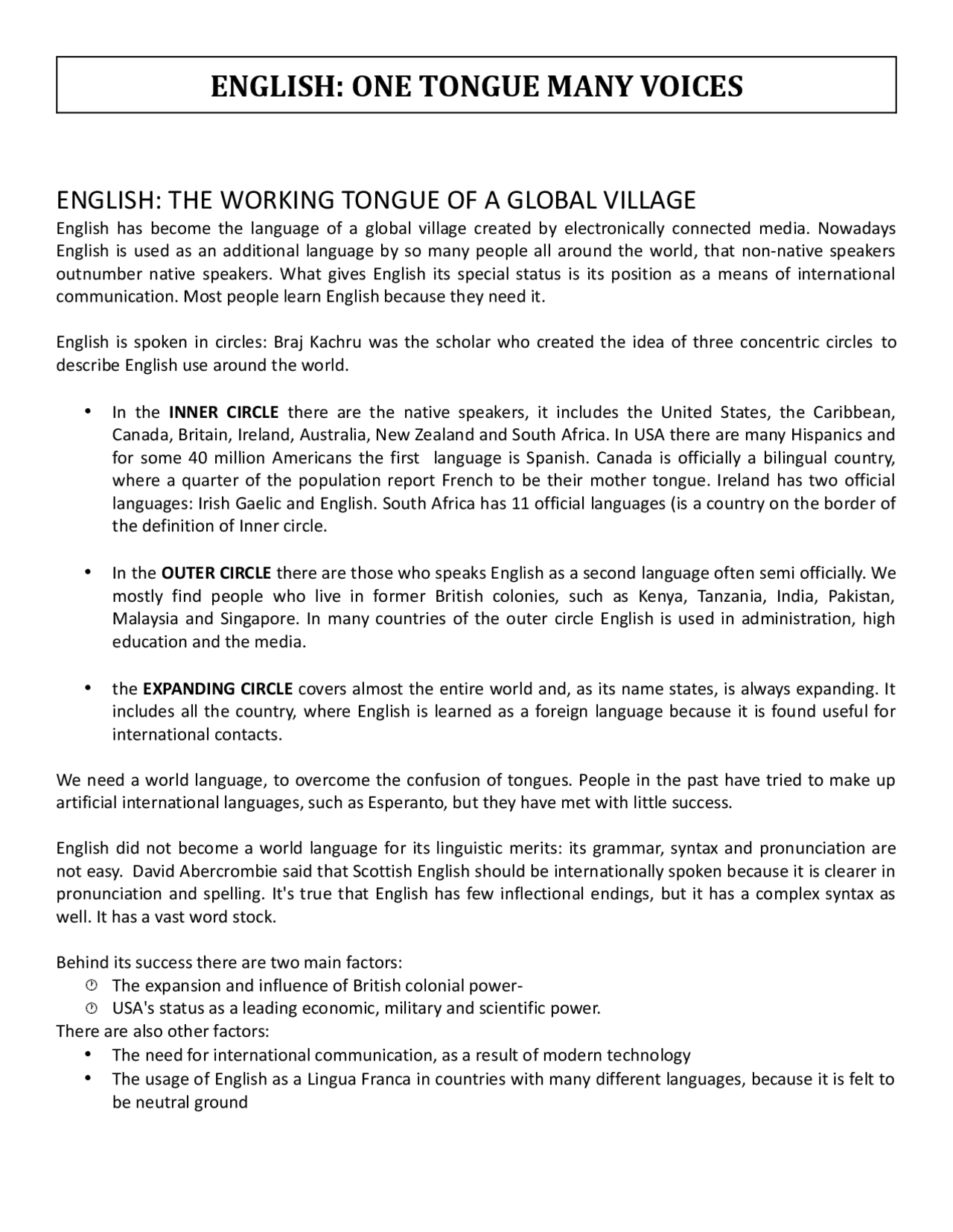 English - One tongue many voices, Jan Svartvik - Docsity