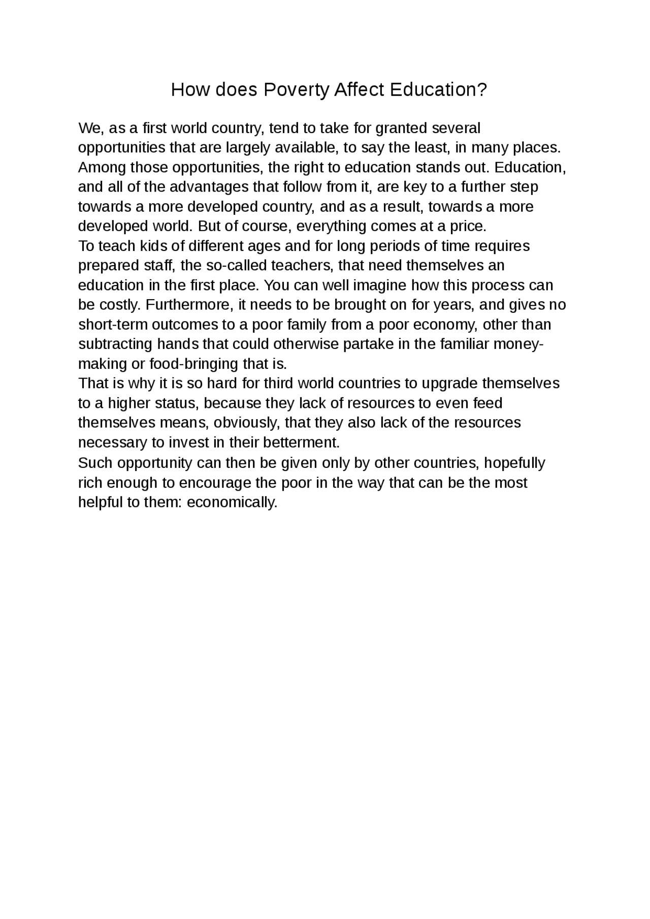 How Does Poverty Affect Education Docsity