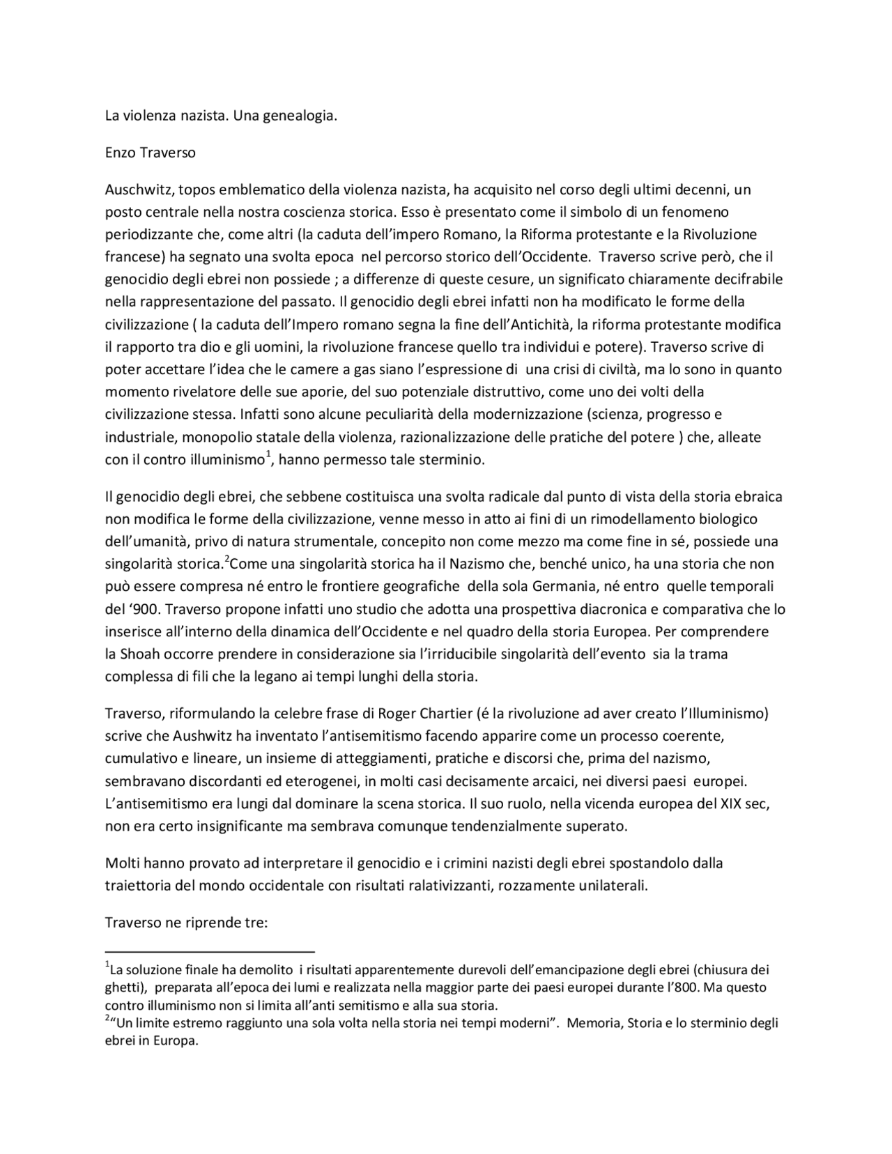 La Violenza Nazista Di Enzo Traverso Docsity