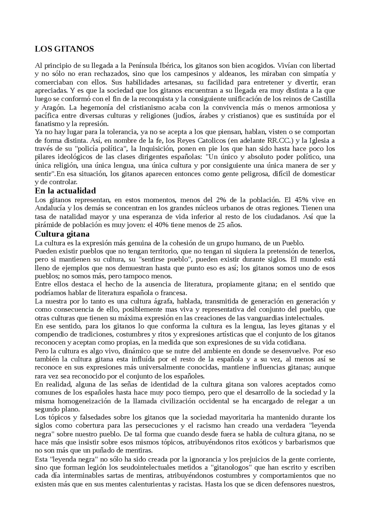 Los gitanos y la influencia en la musica - Docsity