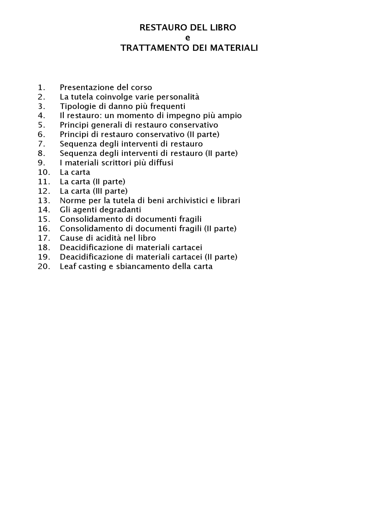 Restauro Del Libro E Del Manoscritto Docsity