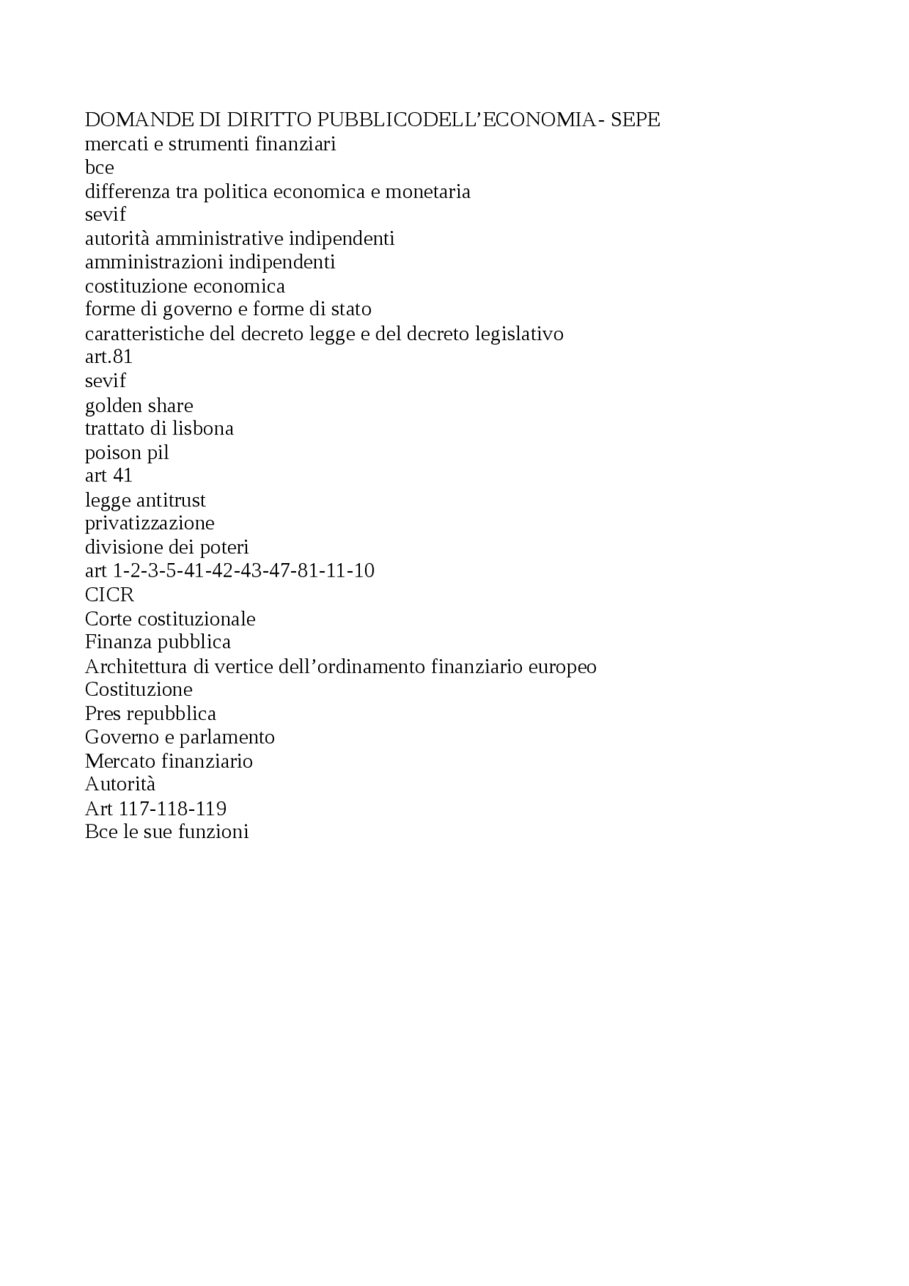 Domande Diritto Pubblico Sepe Docsity