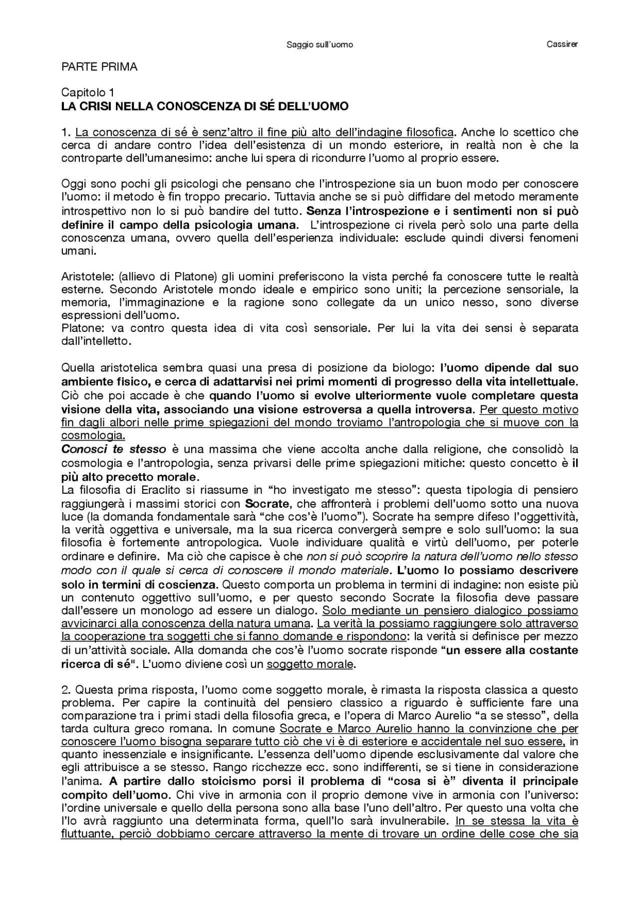 Riassunto Saggio Sulluomo Cassirer Docsity