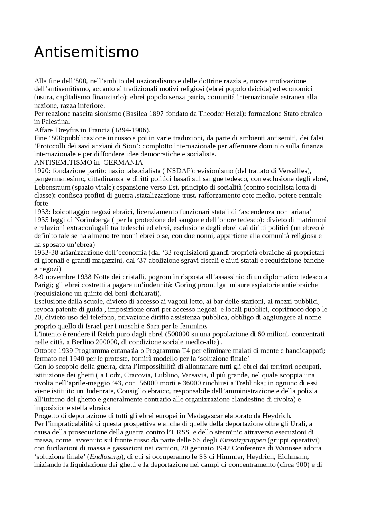 Antisemitismo E Nazismo Docsity
