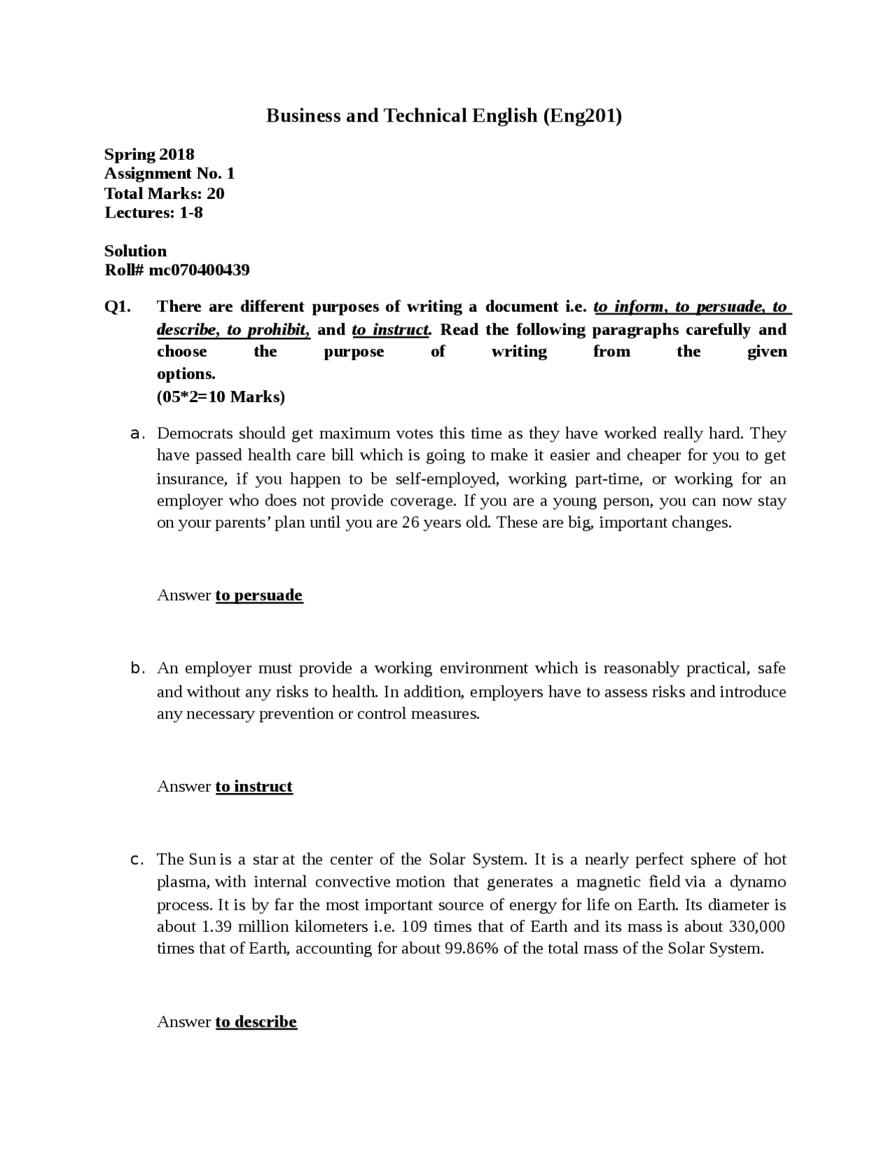 Business Engliash & Techinchal English Writing - Docsity