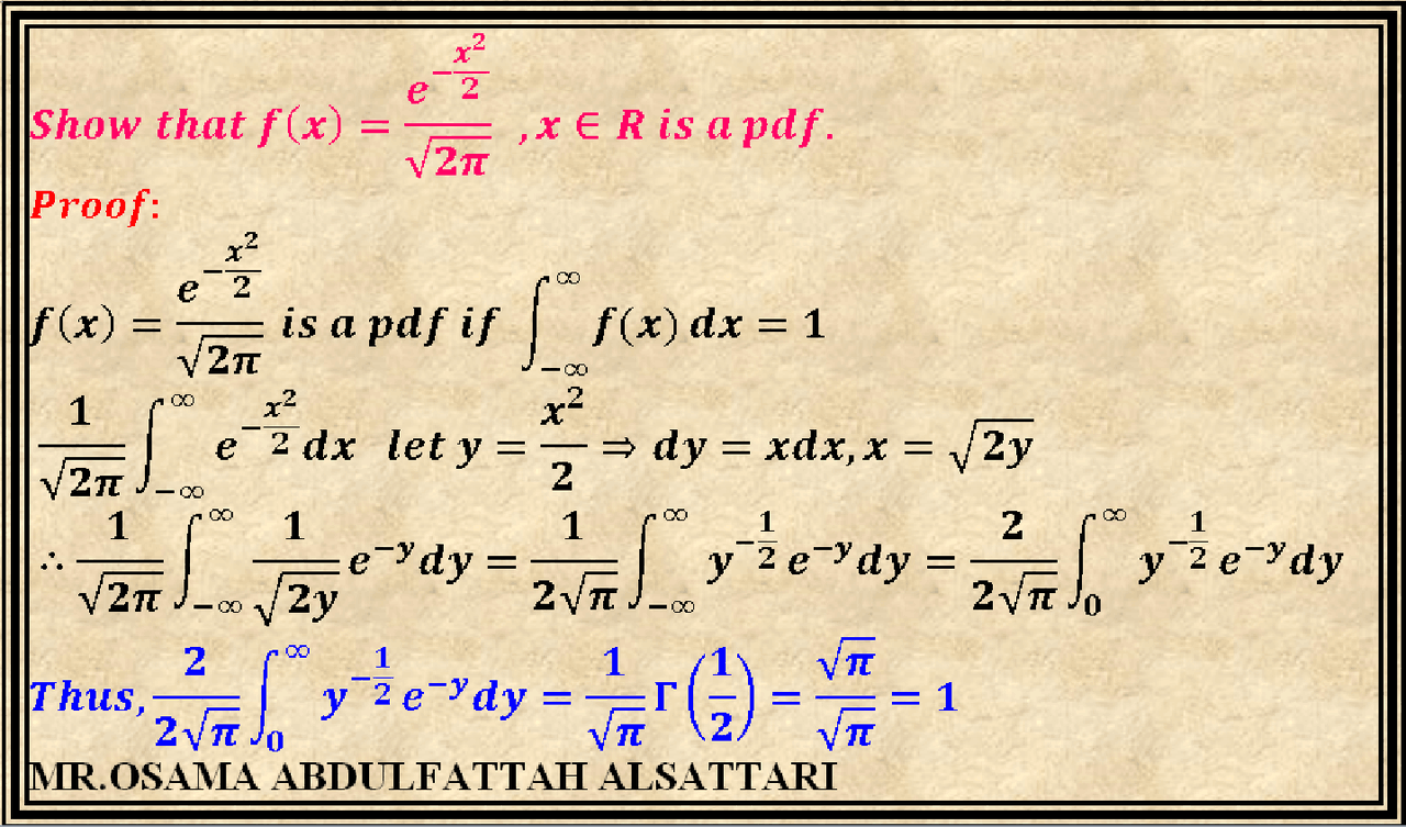 Proof of a probability density function (pdf) - Docsity