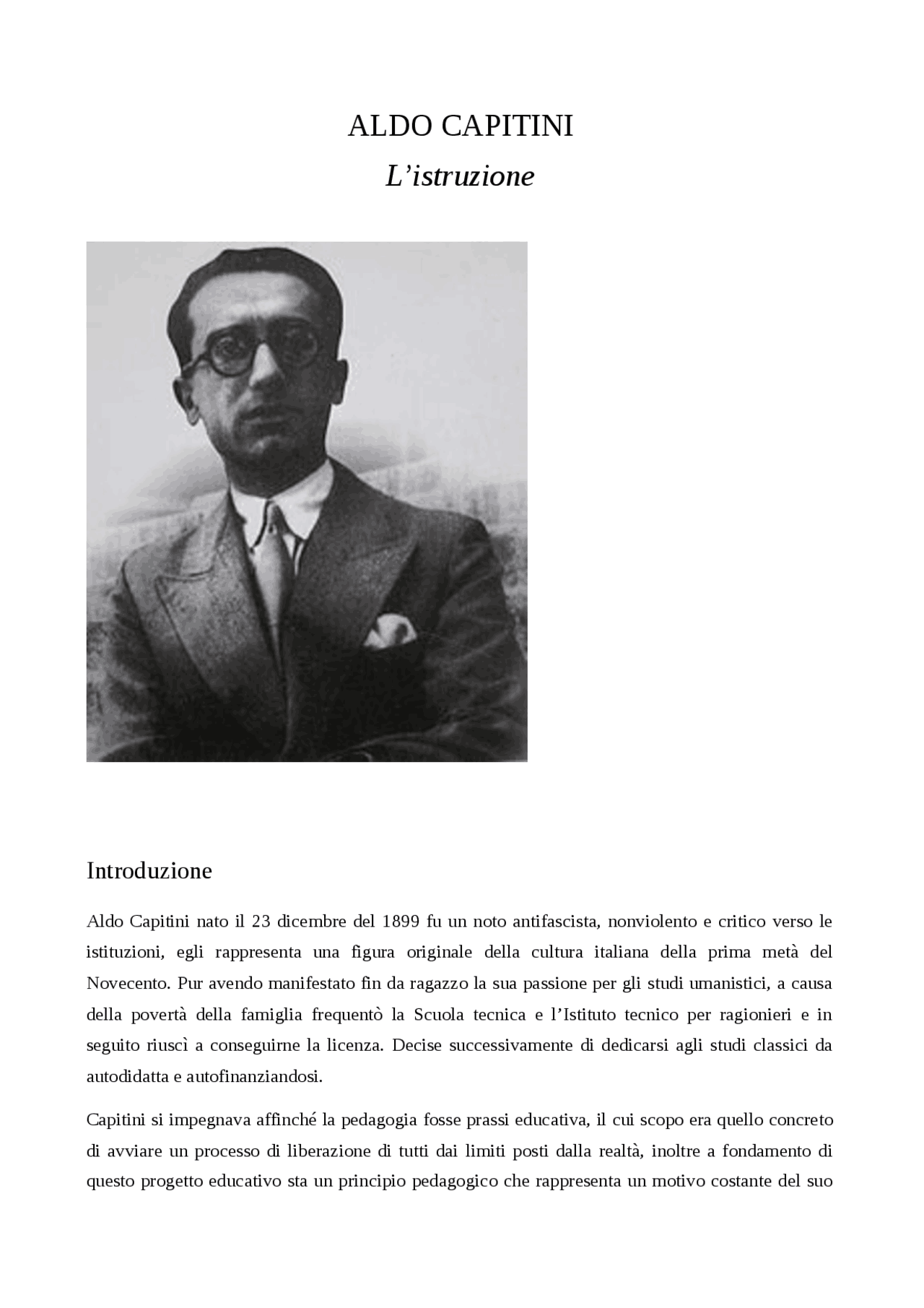 Aldo Capitini Listruzione Docsity